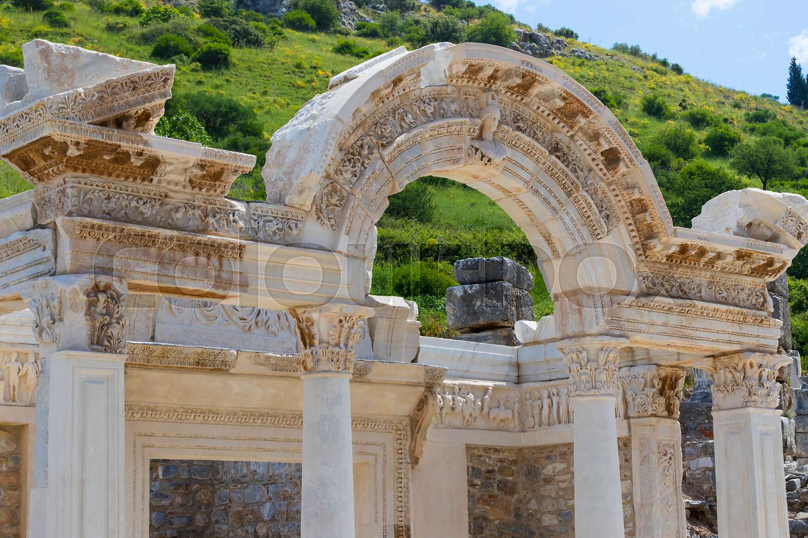 The Ruins Of The Ancient Antique City Of Ephesus The Library Building