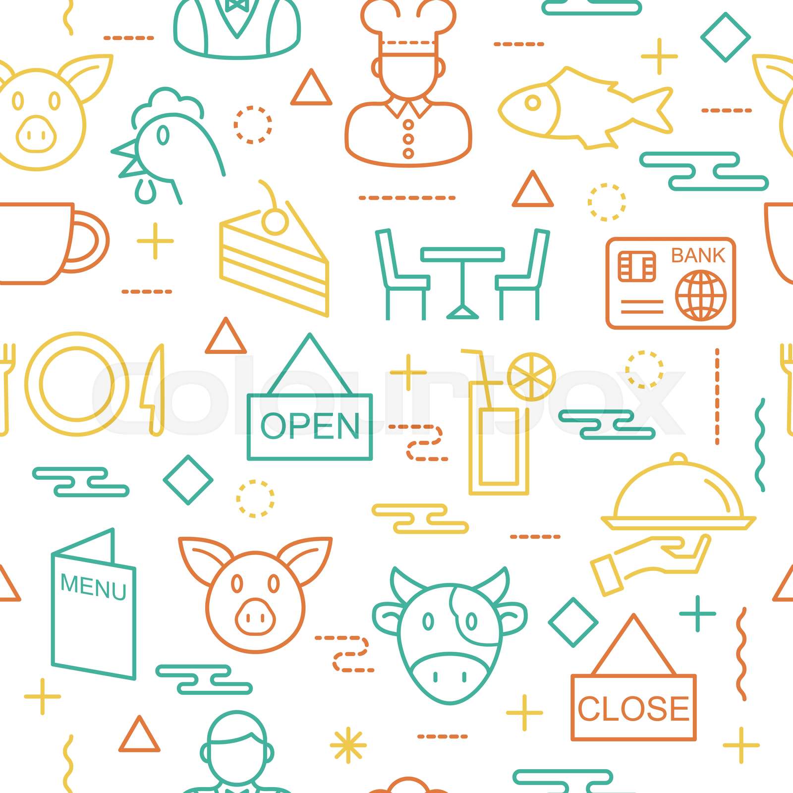 restaurant seamless pattern | Stock vector | Colourbox