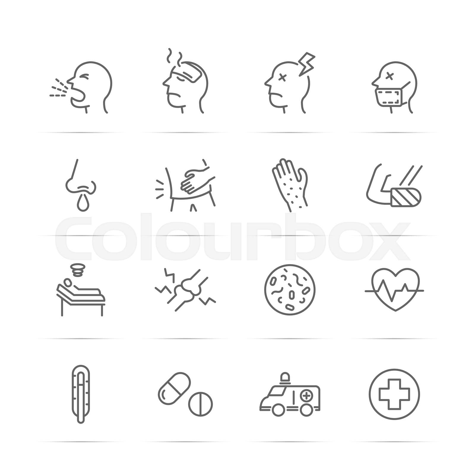 sickness and illness vector line icons | Stock vector | Colourbox
