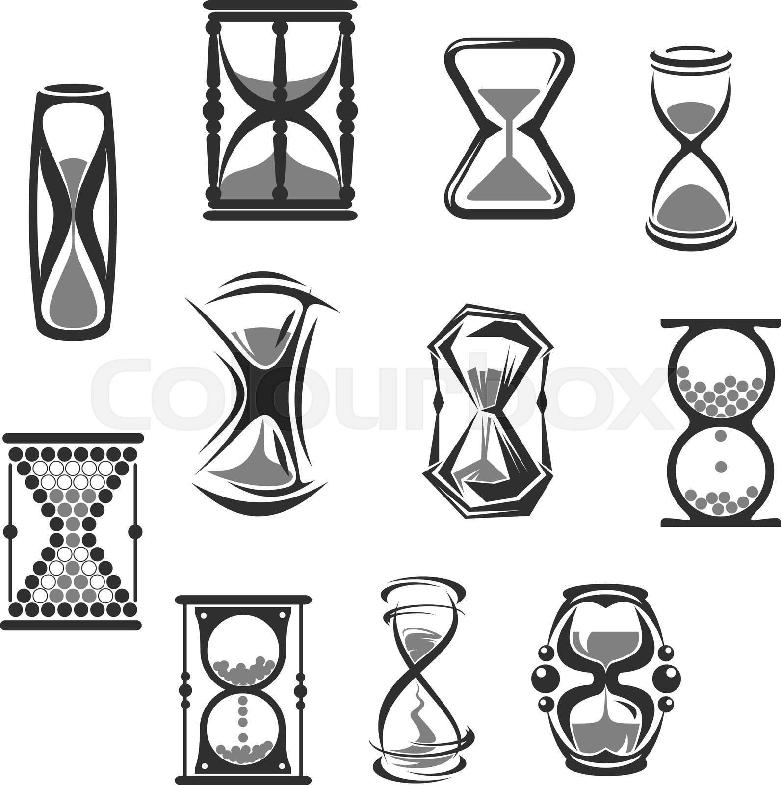 Hourglass, sandglass, sand clock or watch icon set | Stock vector ...