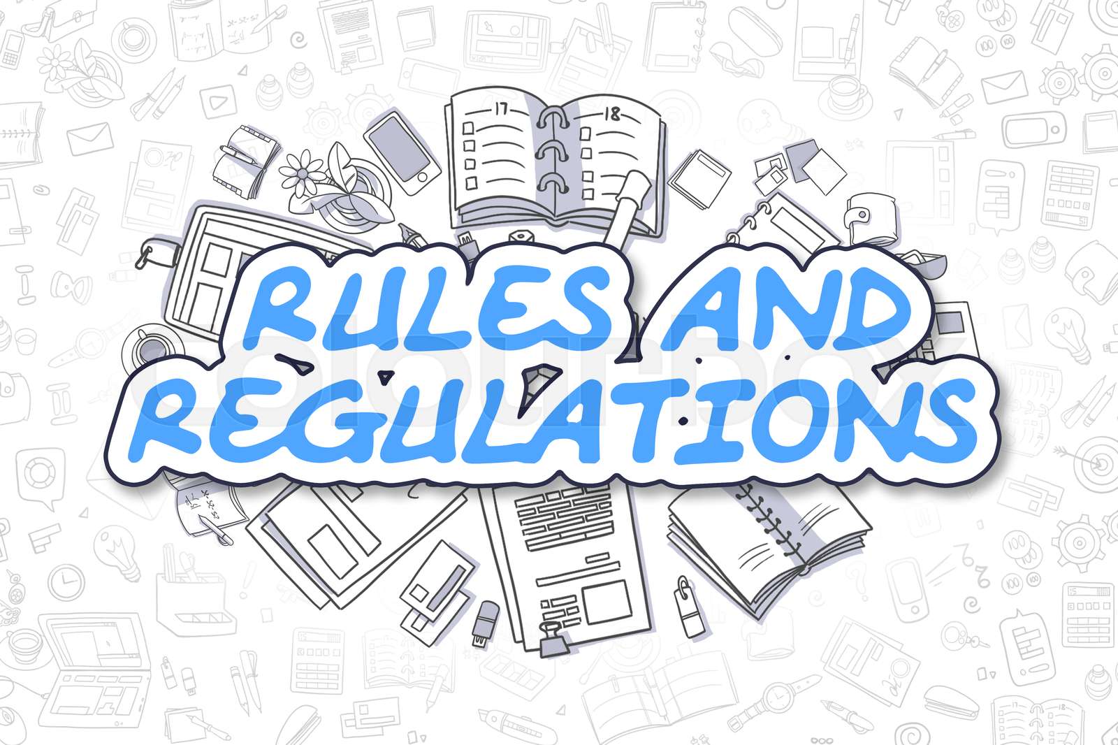 Rules And Regulations - Doodle Blue Text. Business Concept. | Stock ...
