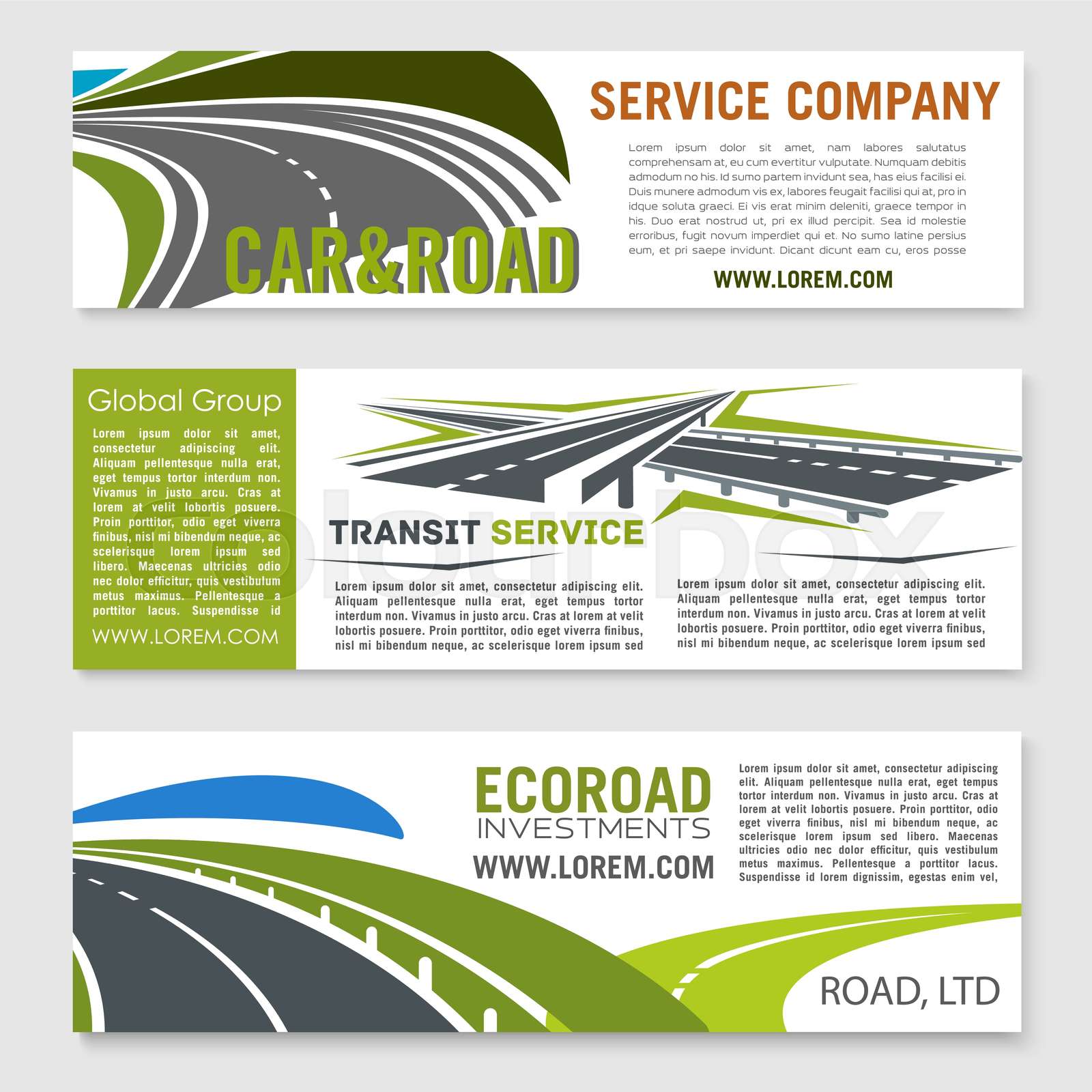 Road and transportation services banner set | Stock vector | Colourbox