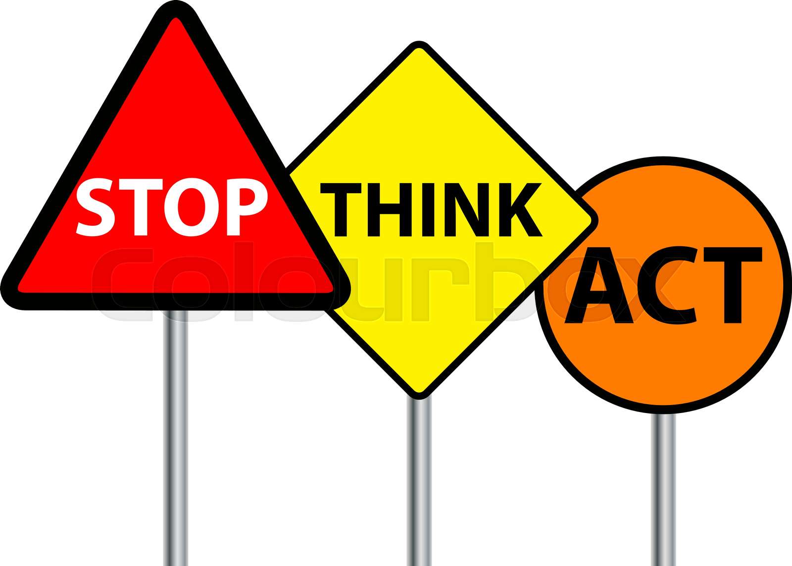 Stop think act | Stock vector | Colourbox