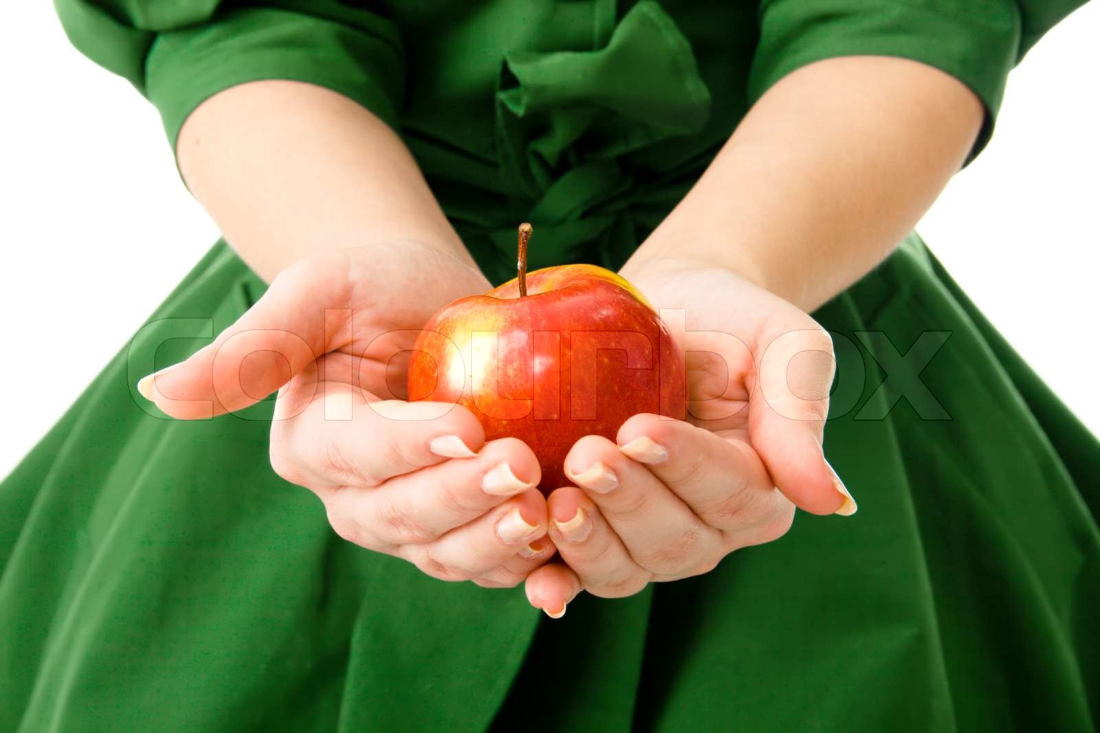 Woman's hands holding a fresh apple | Stock image | Colourbox