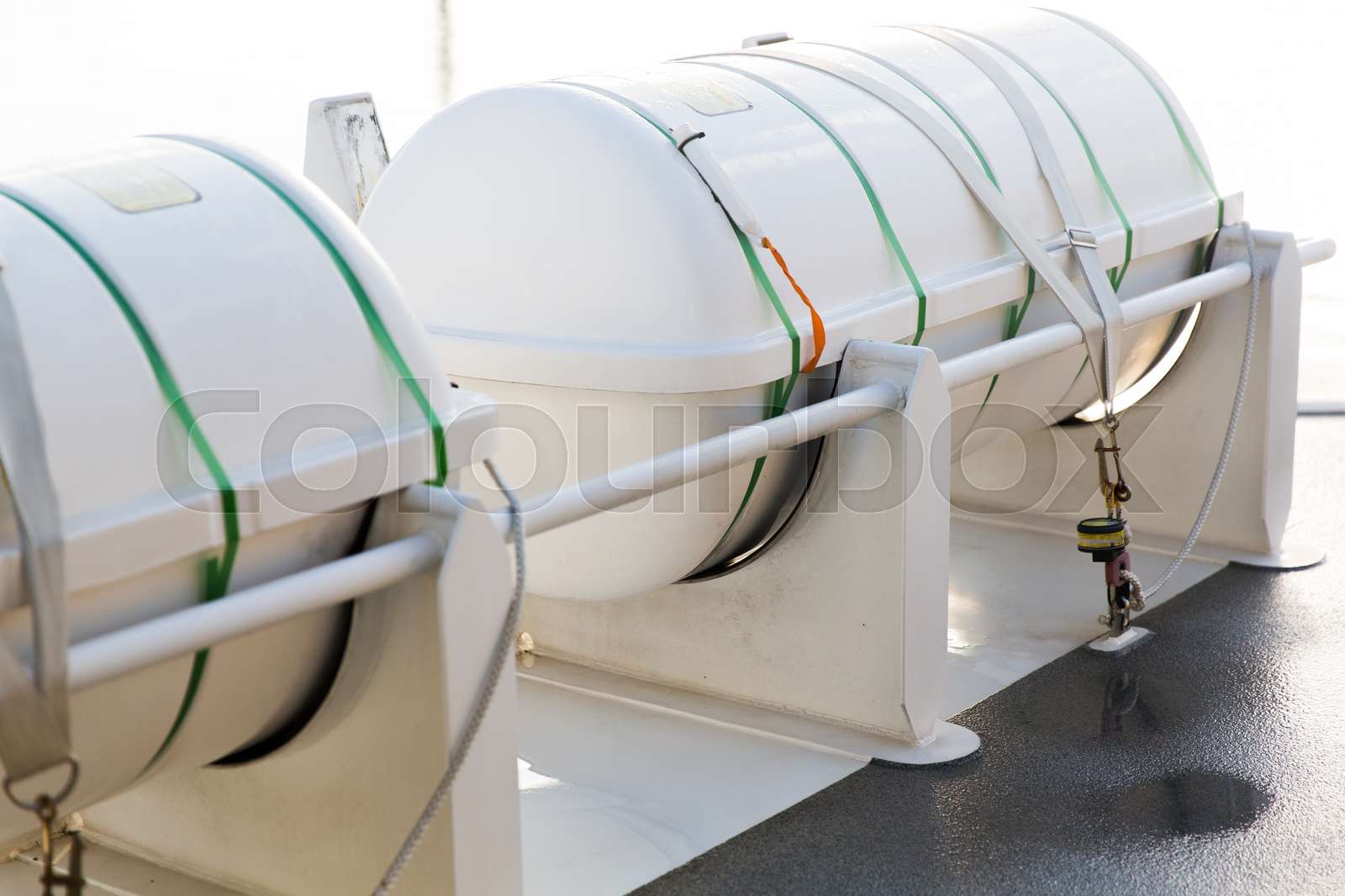 life raft container on ship or boat deck | Stock image | Colourbox