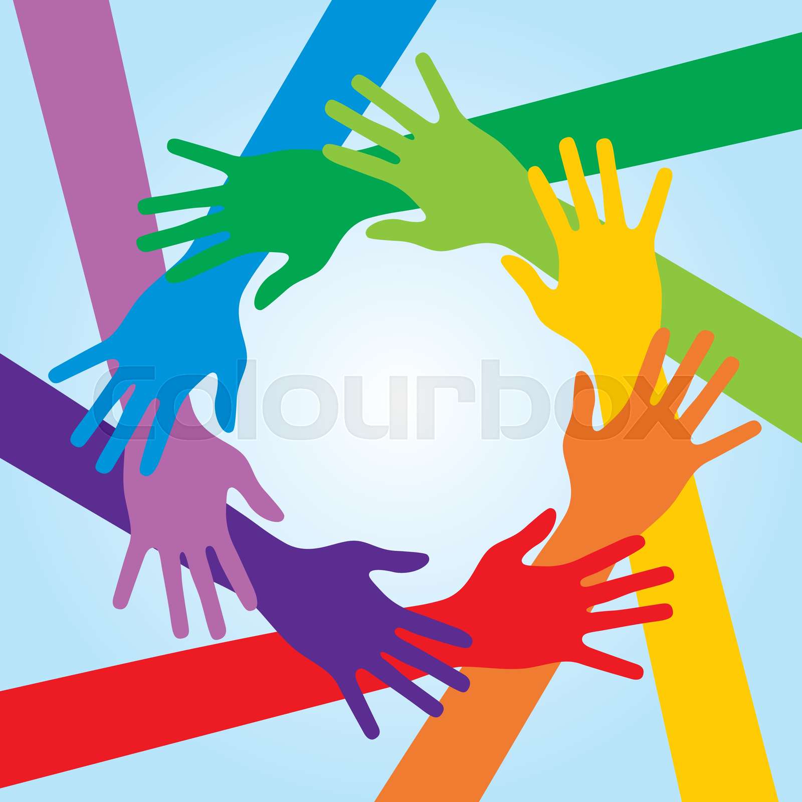 Human arms around colorful and next. | Stock vector | Colourbox