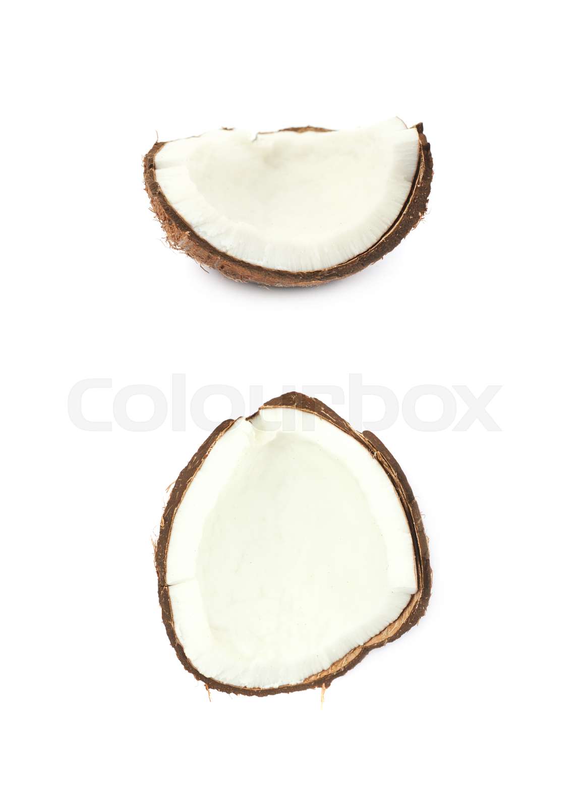 Single piece of a coconut isolated | Stock image | Colourbox