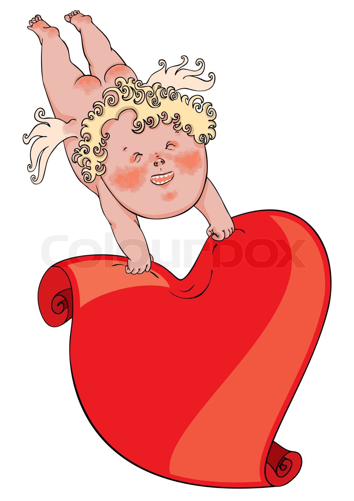 Postcard Cupid with heart vector | Stock vector | Colourbox