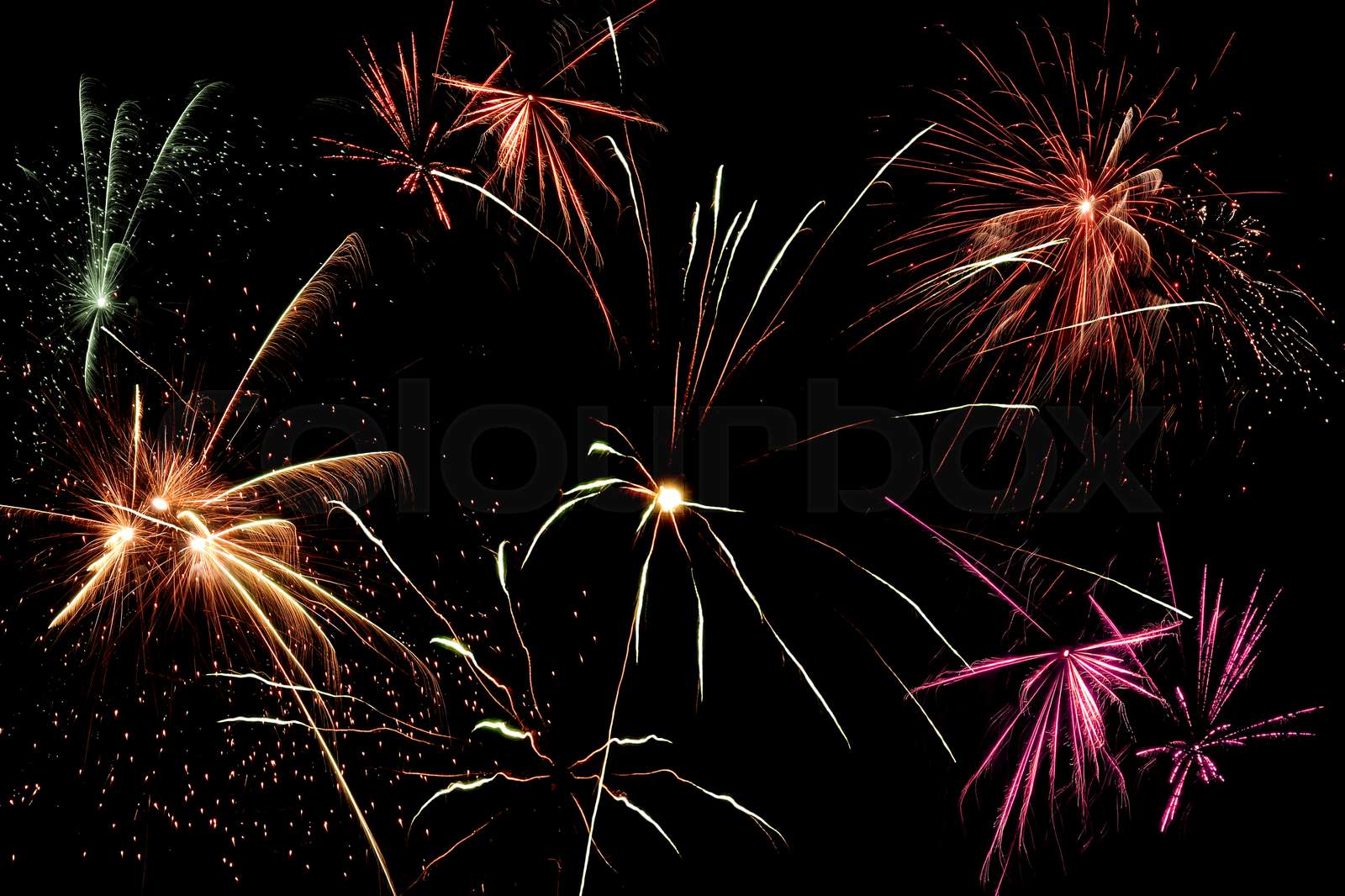 dark night sky with fireworks | Stock image | Colourbox