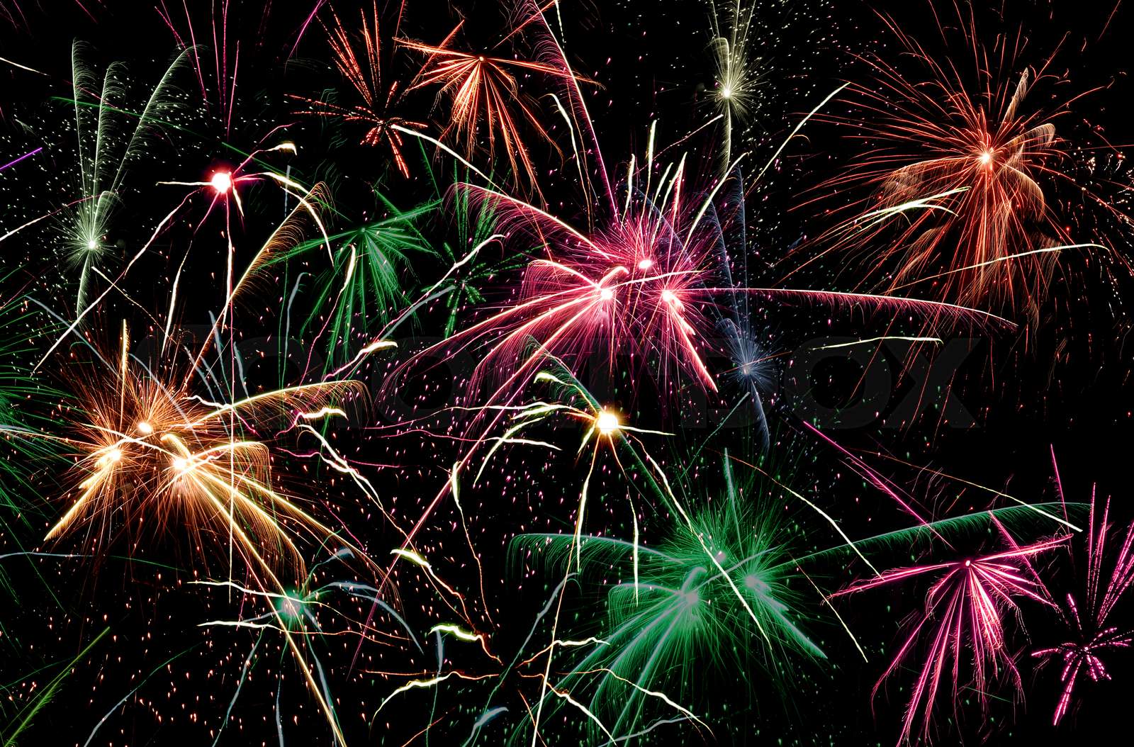 dark night sky with fireworks | Stock image | Colourbox