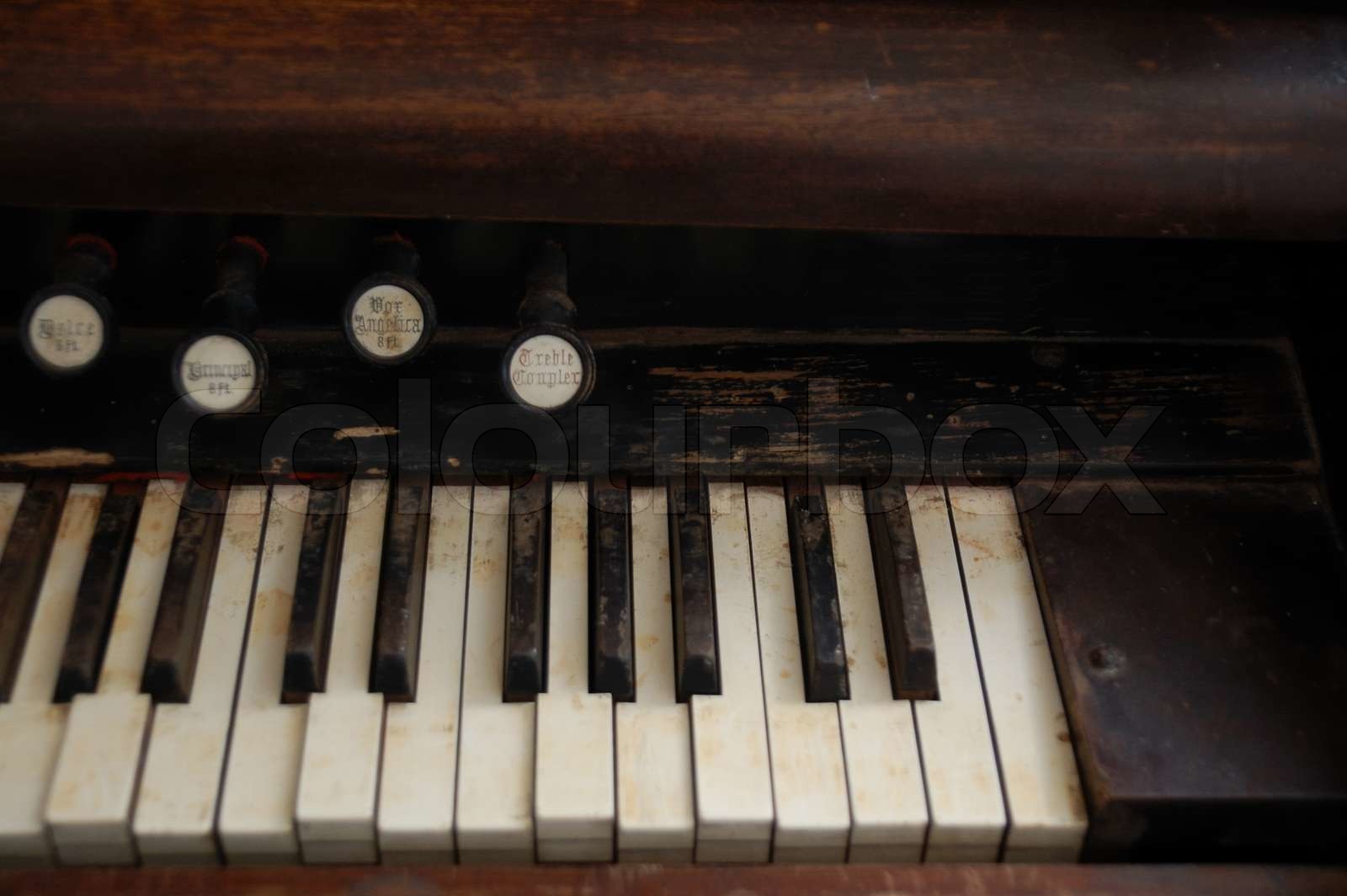 Old keys of old piano | Stock image | Colourbox