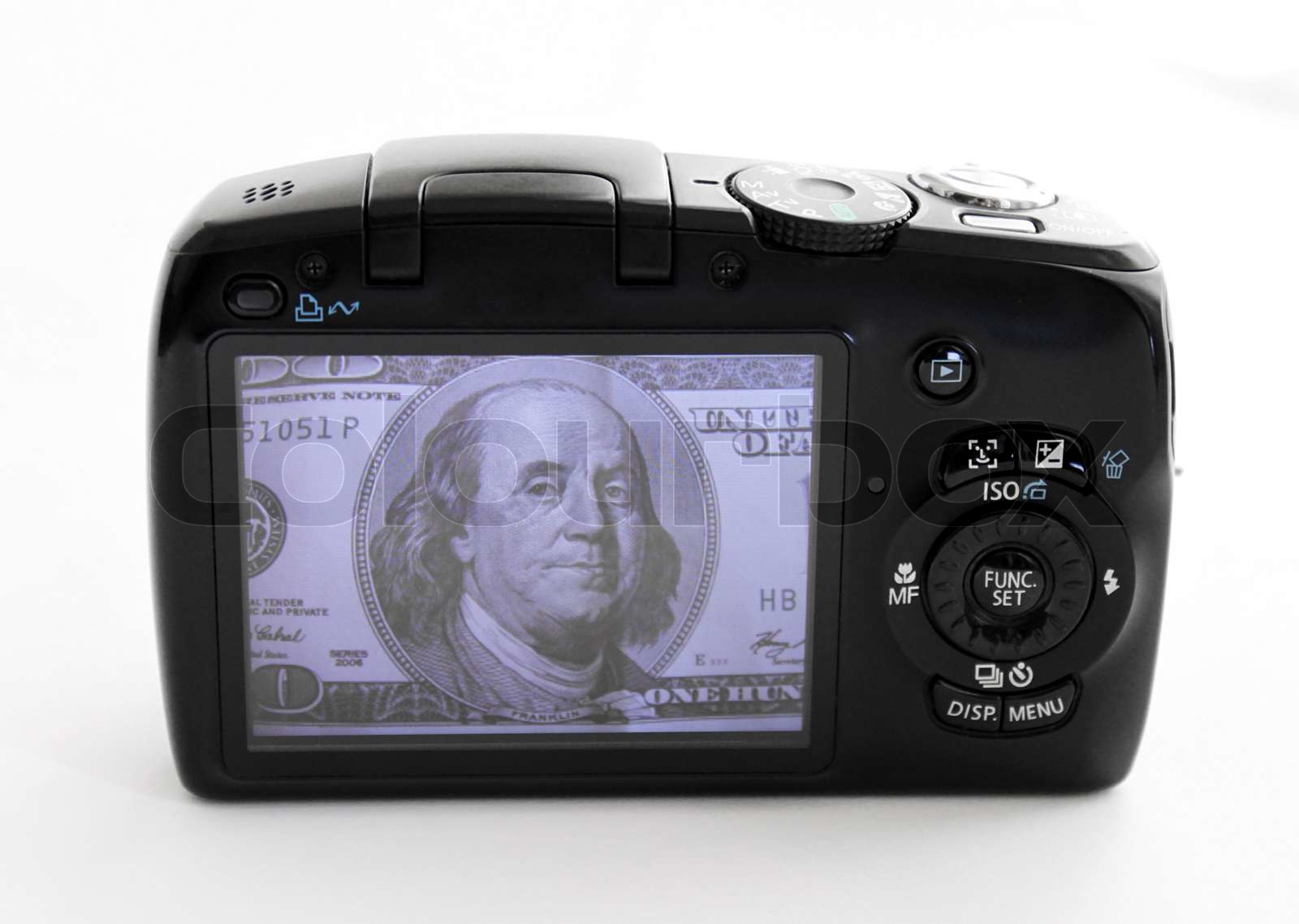100 dollars shot on a camera display | Stock image | Colourbox