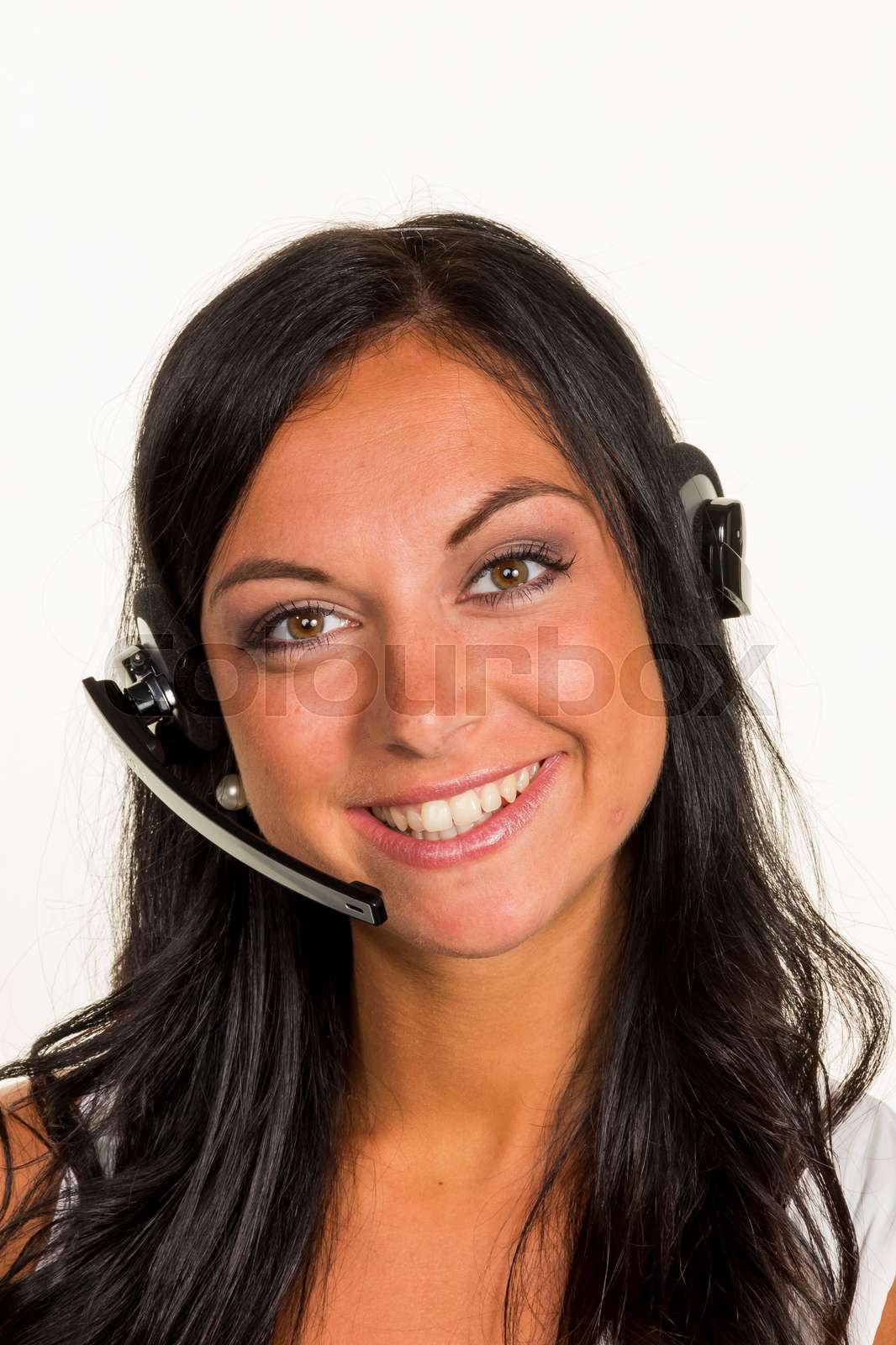 woman with headset | Stock image | Colourbox