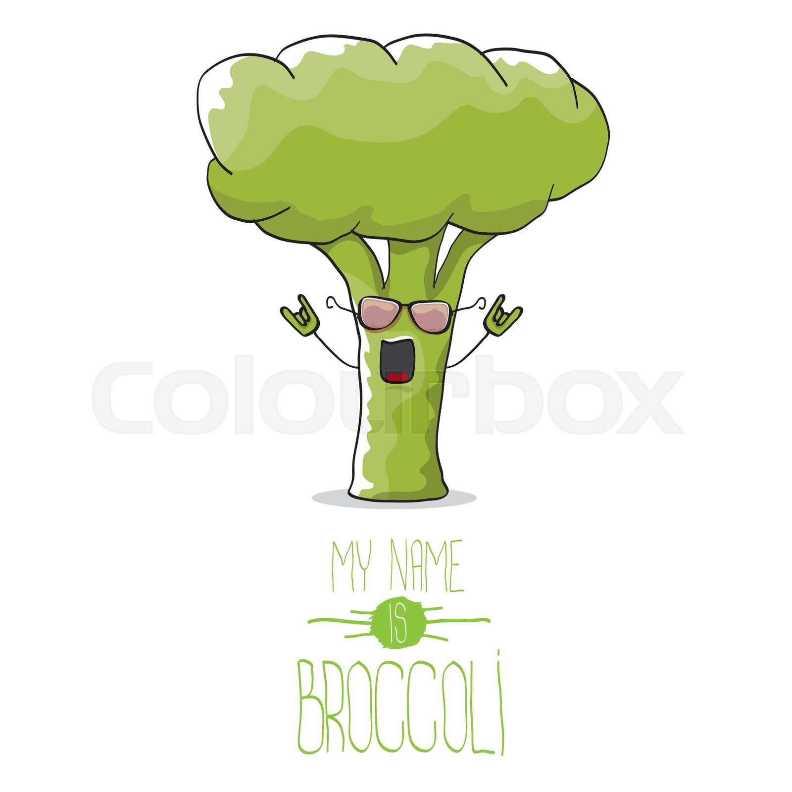 vector funny cartoon cute green broccoli character | Stock vector ...
