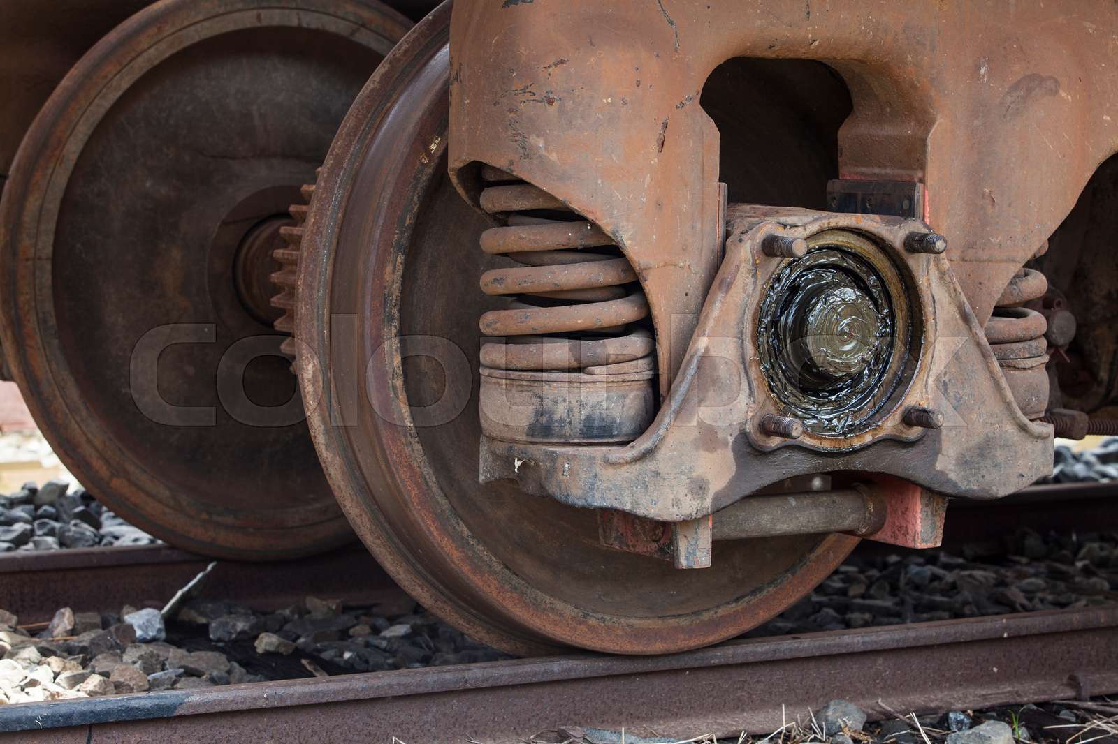 train wheels from metal during . | Stock image | Colourbox