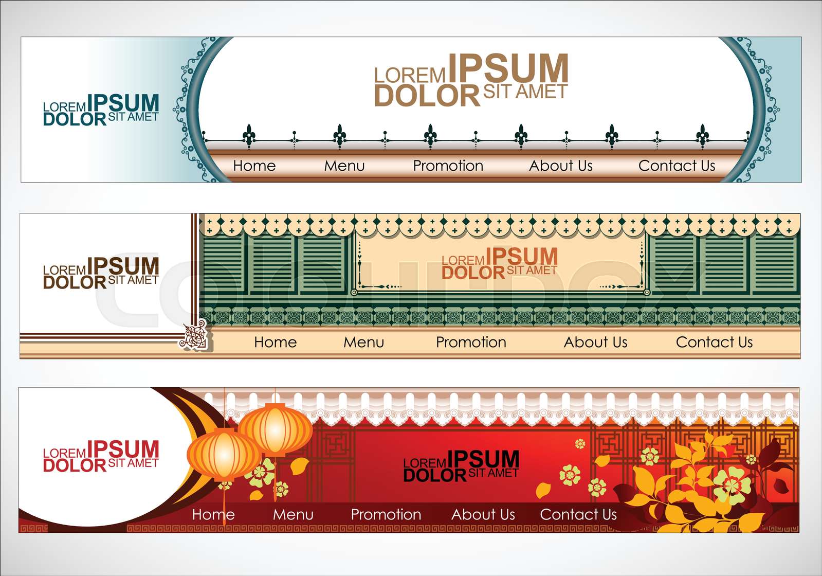 Vector Header Horizontal Web Menu Design. | Stock vector | Colourbox