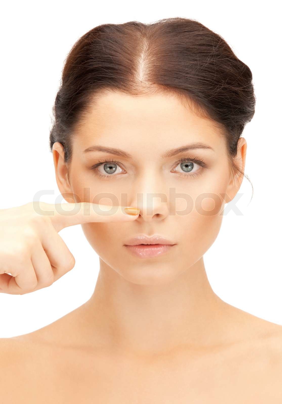 nase, aufgeweckt, frau | Stock Bild | Colourbox