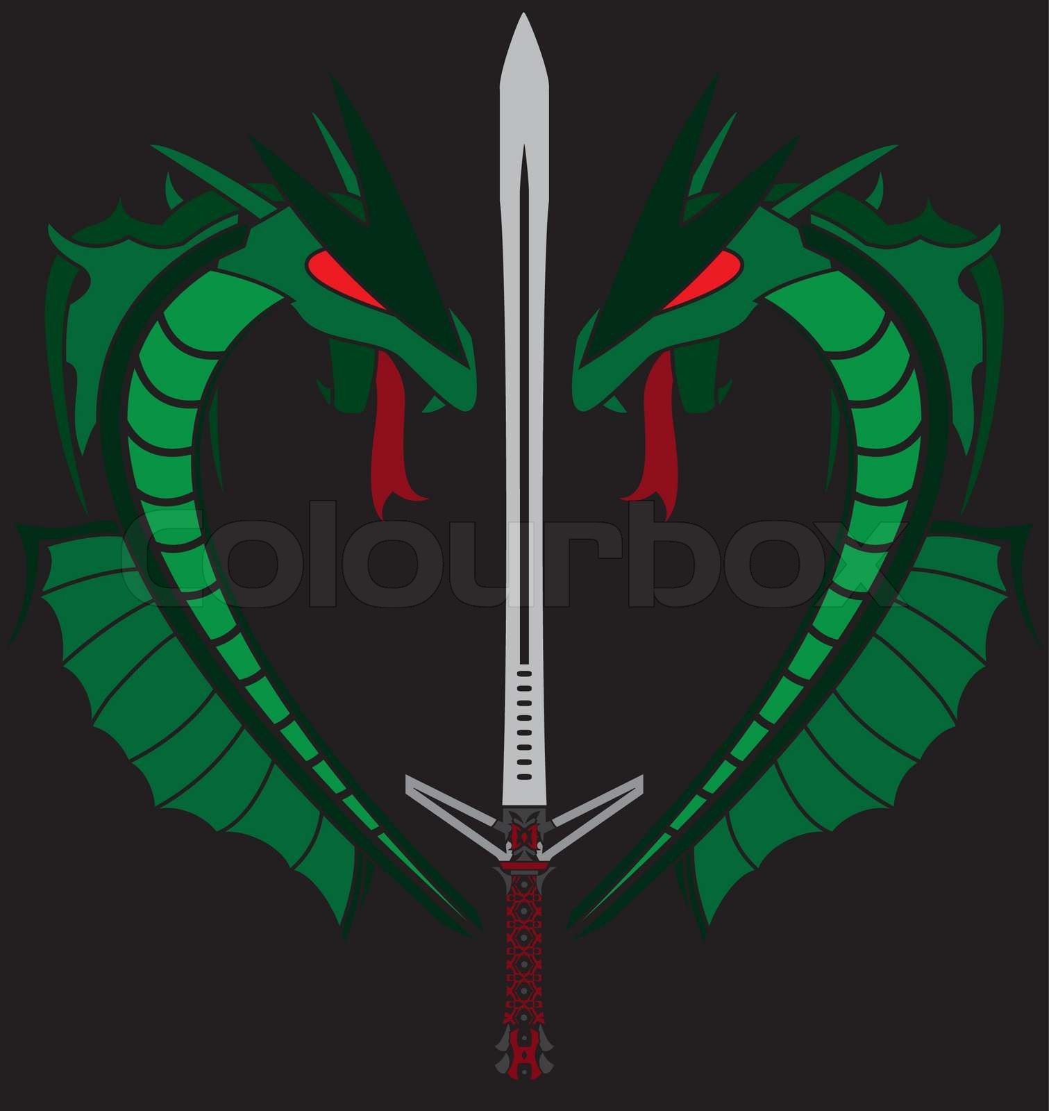 green dragons and sword | Stock vector | Colourbox