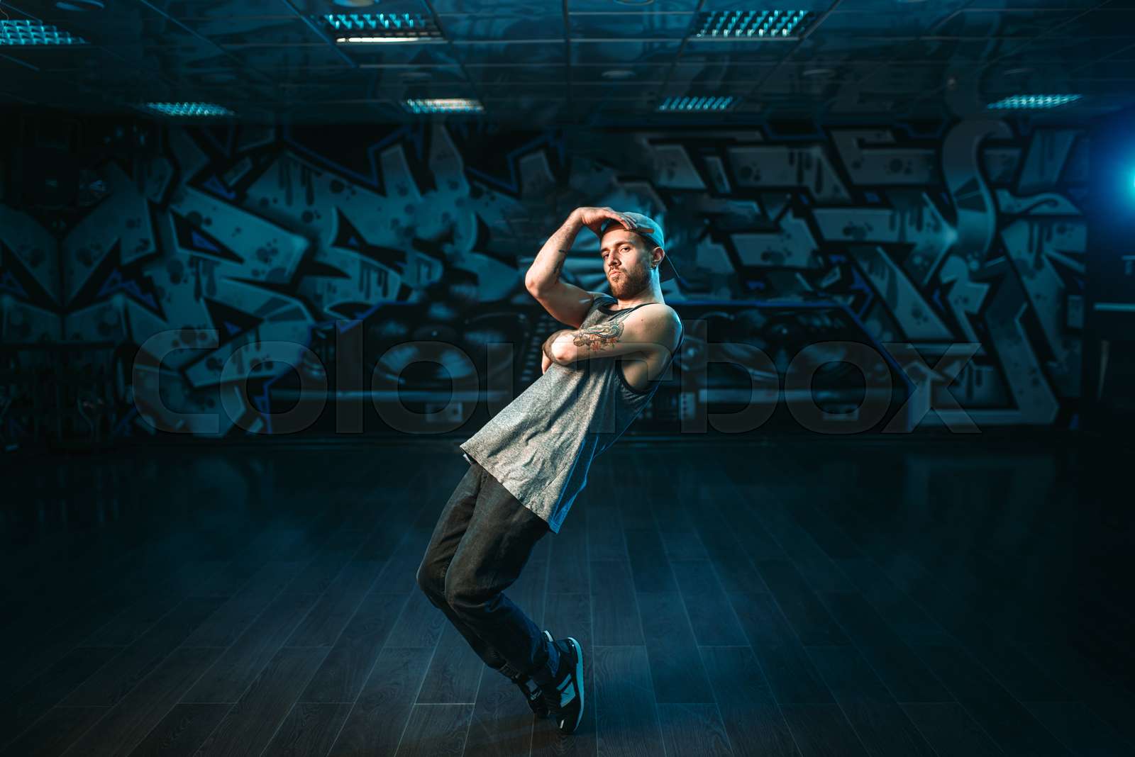Male rapper in dance studio, rap performer | Stock image | Colourbox