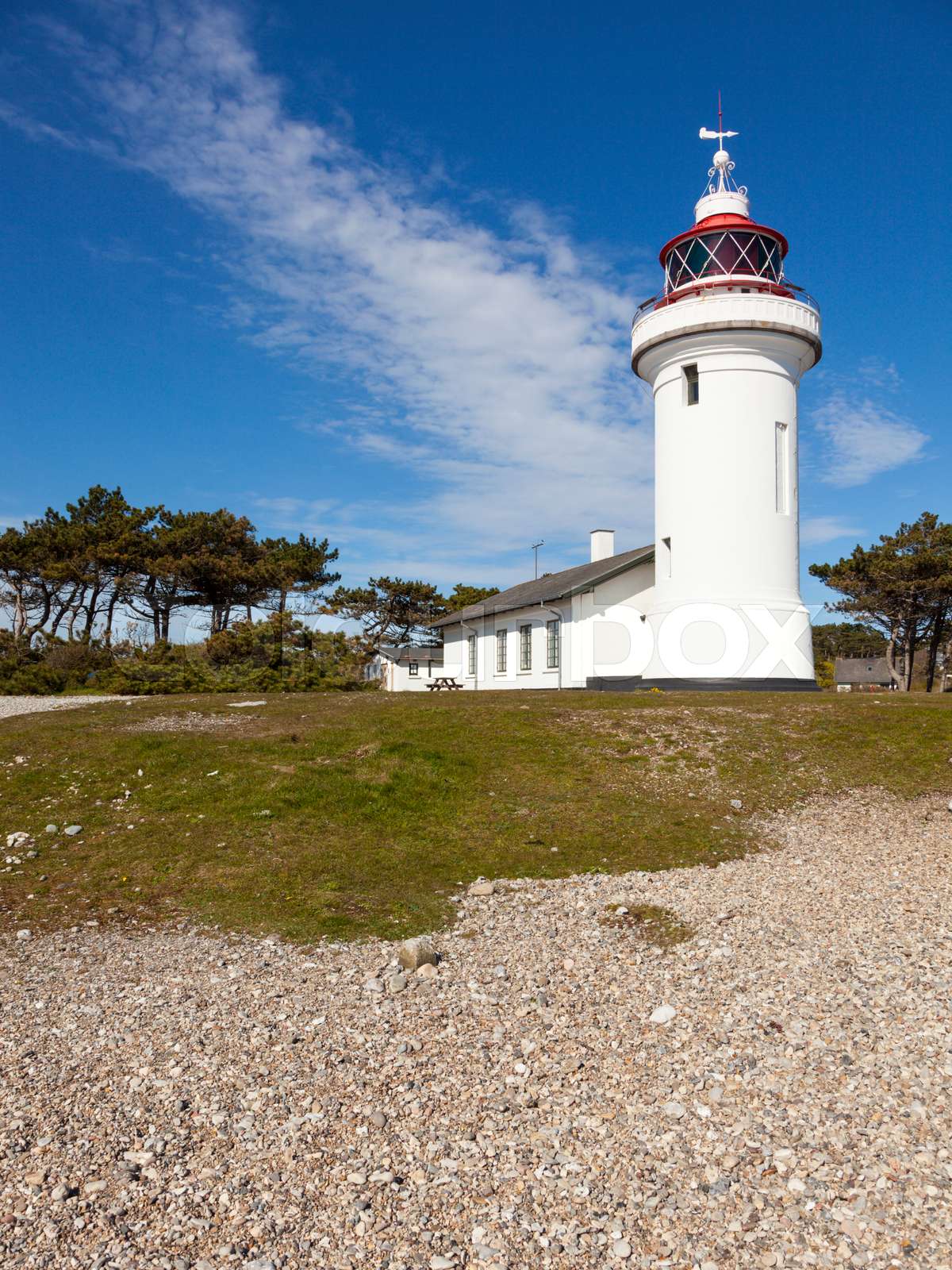 Sletterhage lighthouse, Helgenæs peninsula, Djursland, Denmark | Stock ...