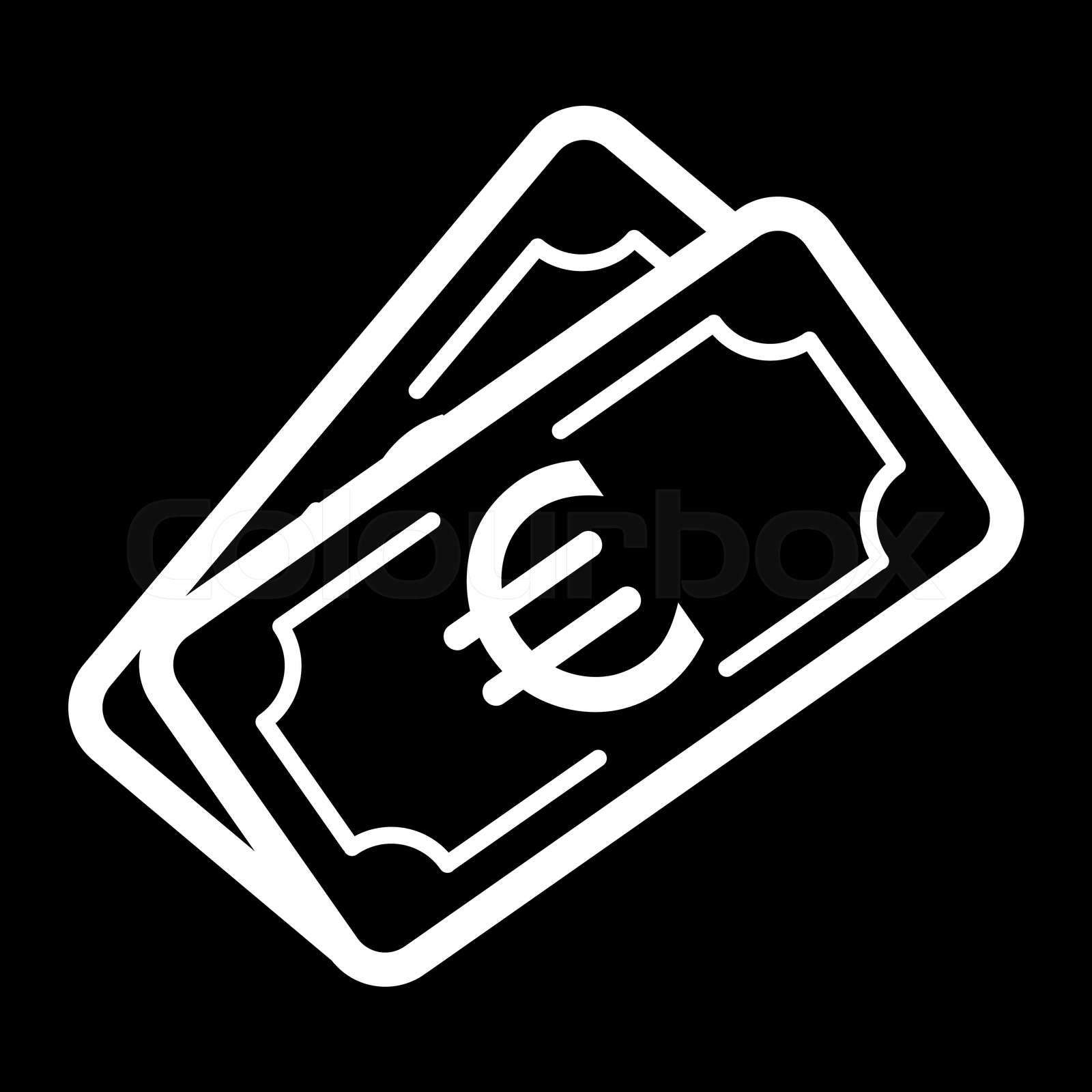 Money euro vector icon. Black and white cash illustration. Outline ...