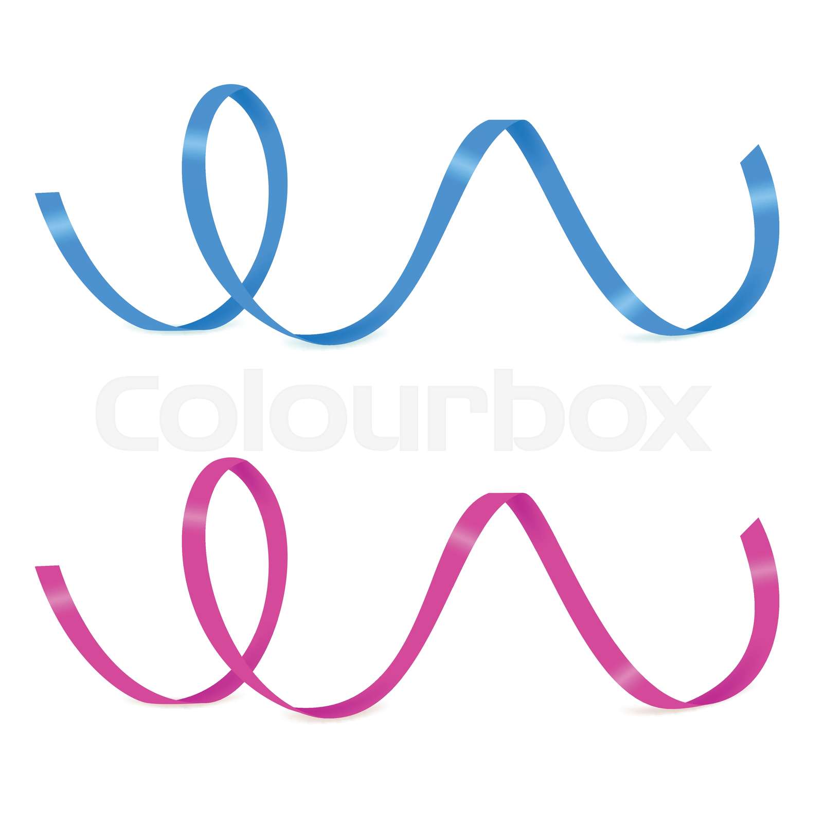 Ribbon swirl set pink and blue swirled ribbon | Stock vector | Colourbox