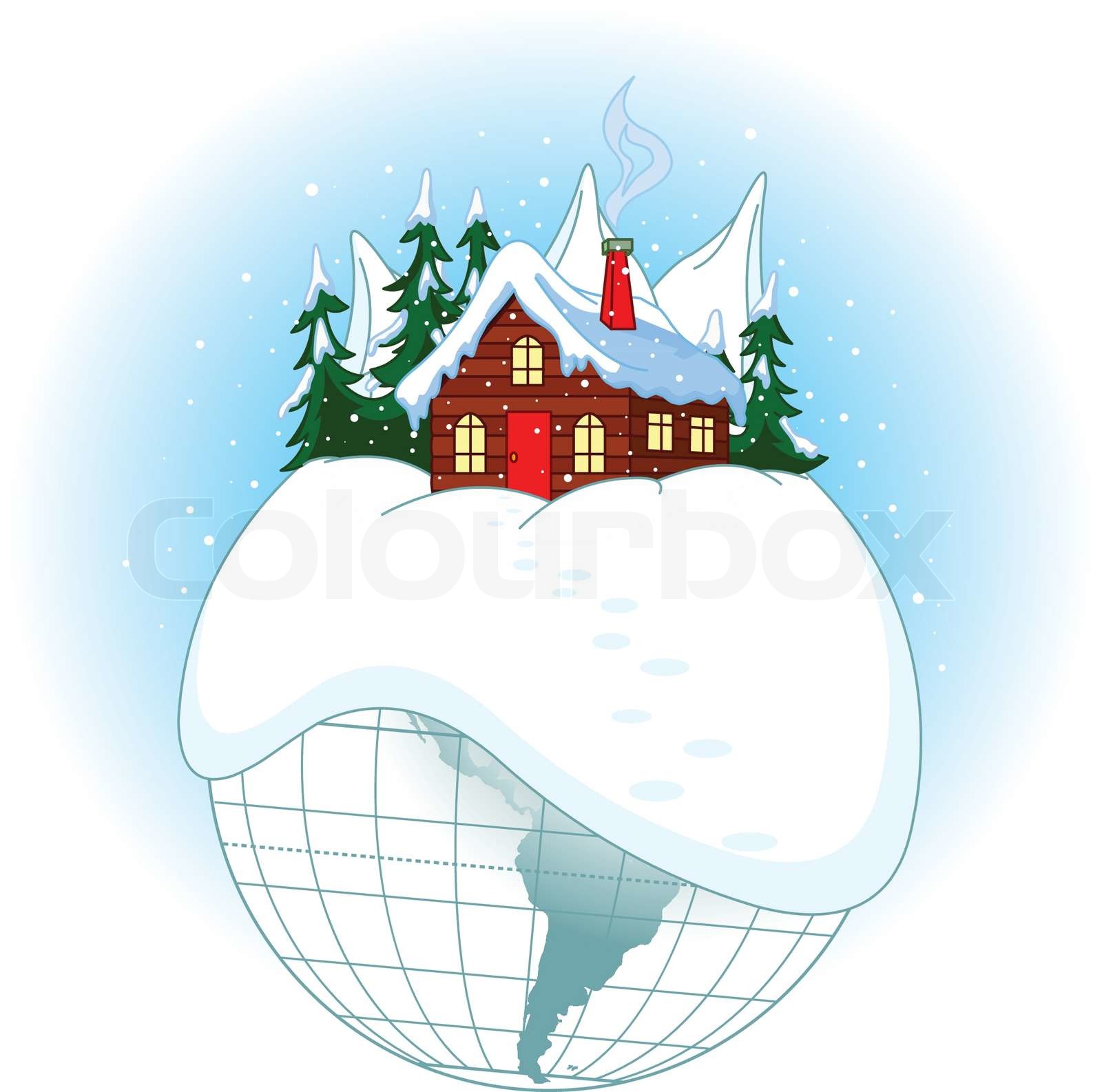 Illustration of Christmas planet with Santa’s home | Stock vector ...