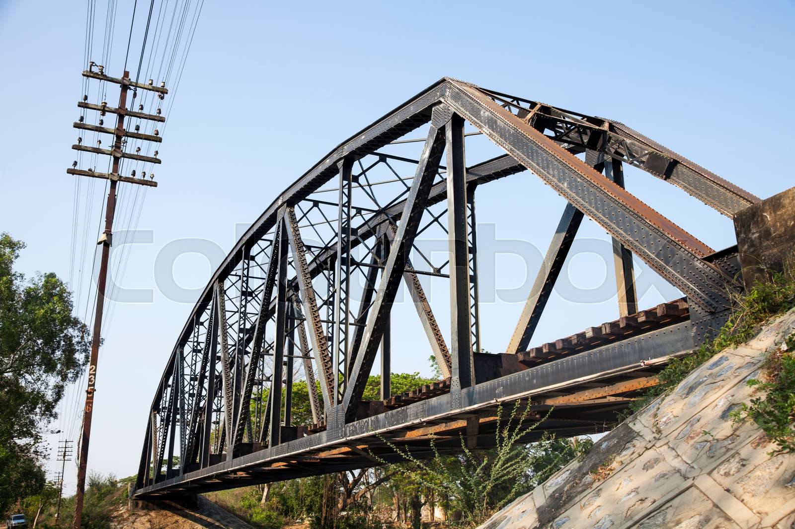 old rail way bridge vintage. | Stock image | Colourbox
