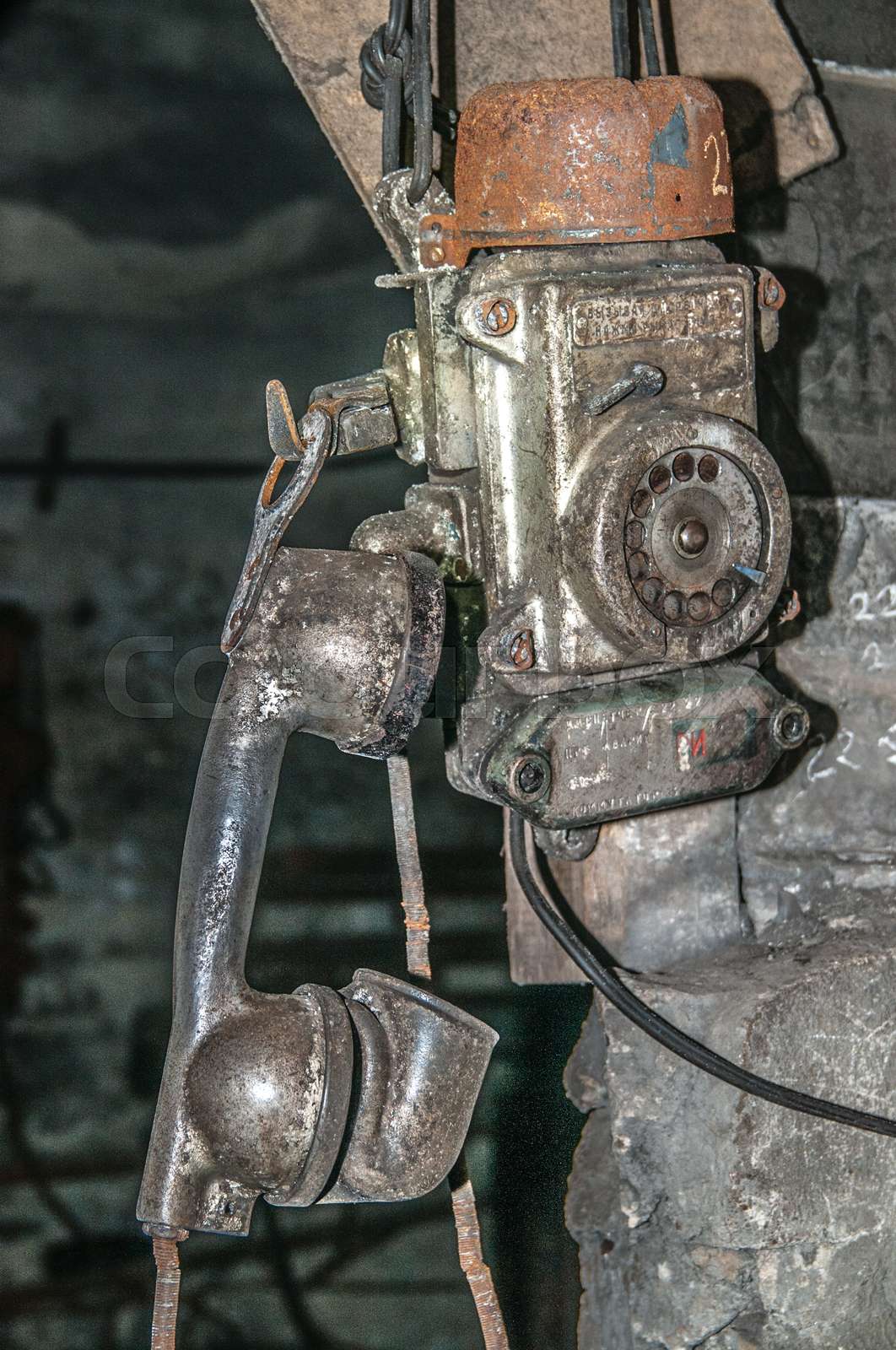 old phone in the mine | Stock image | Colourbox