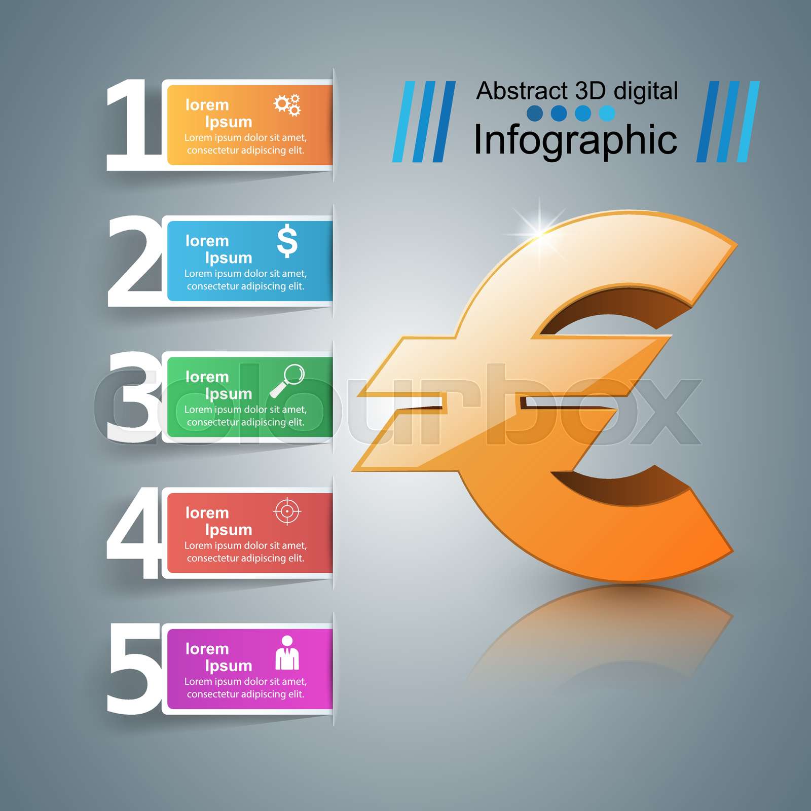 3D infographic.Euro, Money icon. | Stock vector | Colourbox