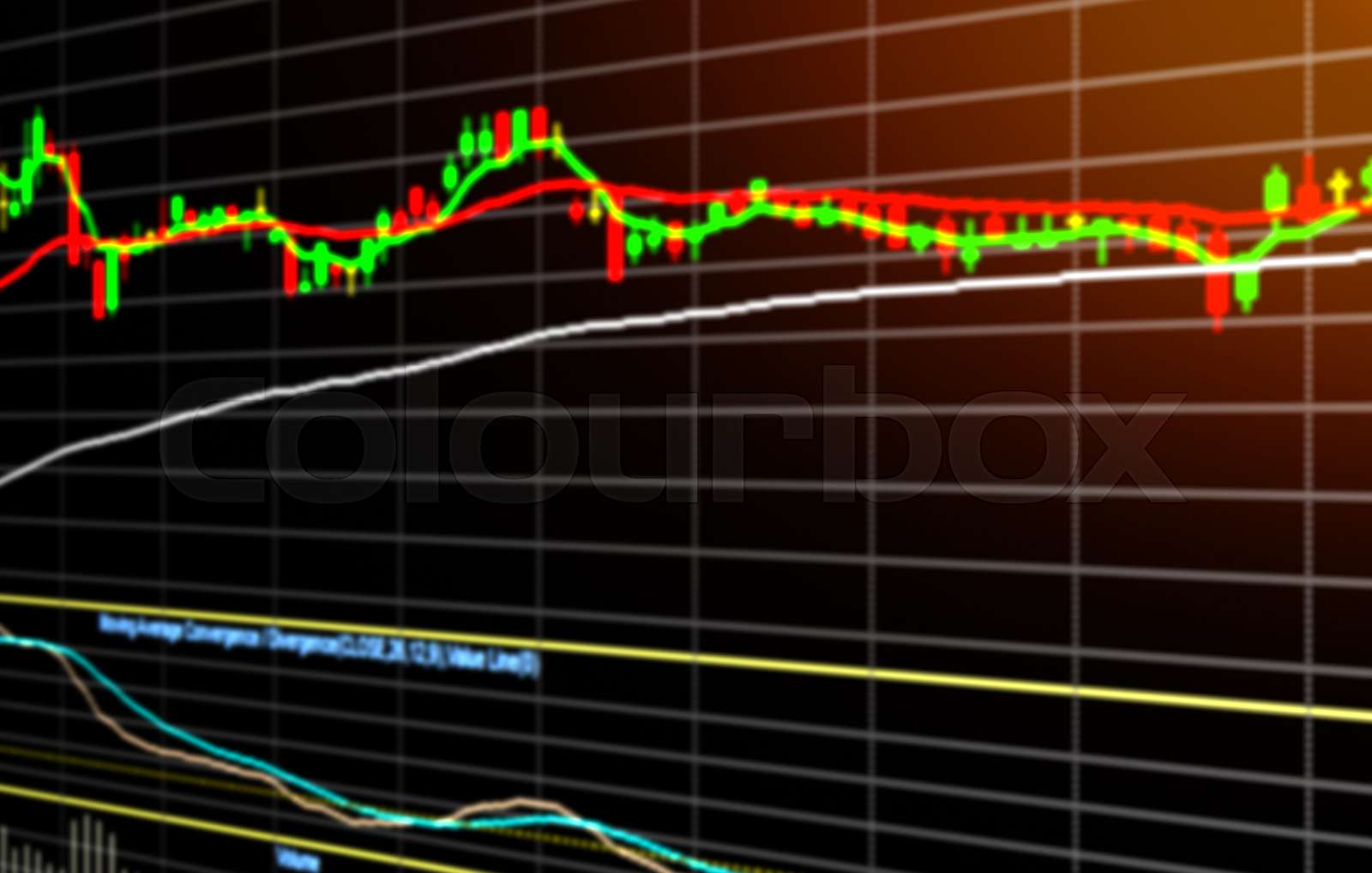 Stock chart with indicator in monitor investment concept. | Stock image ...