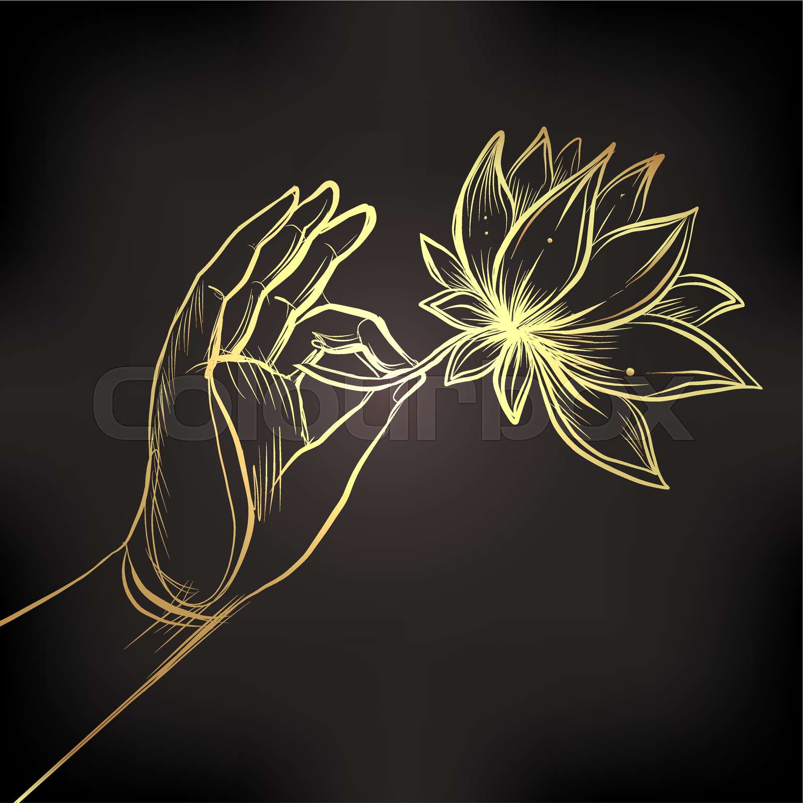 Lord Buddha's hand holding Lotus flower. Vector illustration of Mudra ...