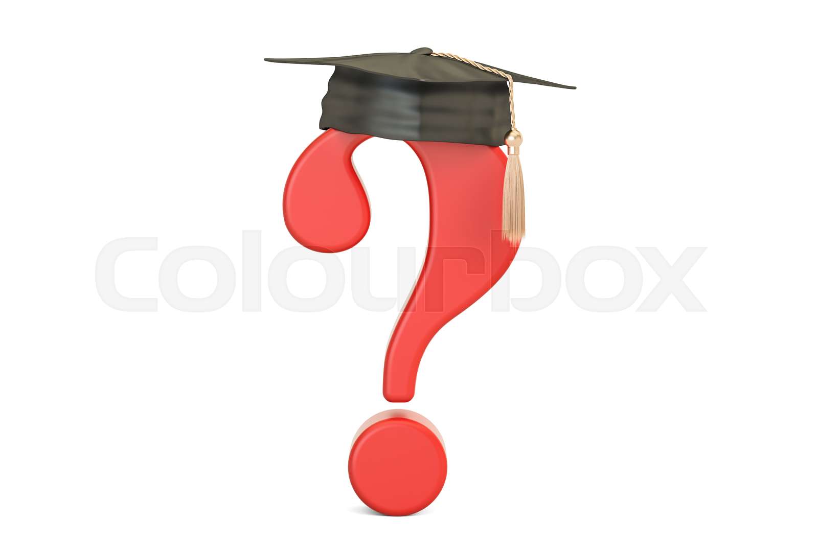 Question mark with graduation cap, 3D rendering | Stock image | Colourbox