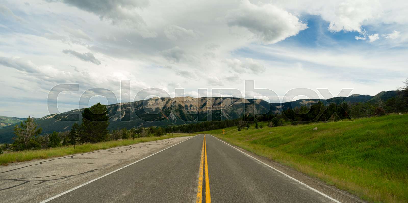 Open Road Mountain Background Journey Two Lane Blacktop Highway | Stock ...