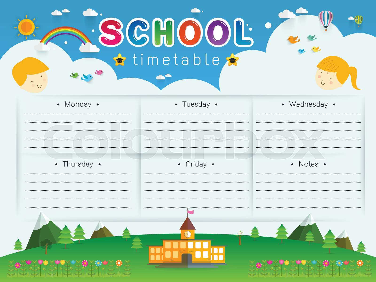 School Timetable vector illustration | Stock vector | Colourbox