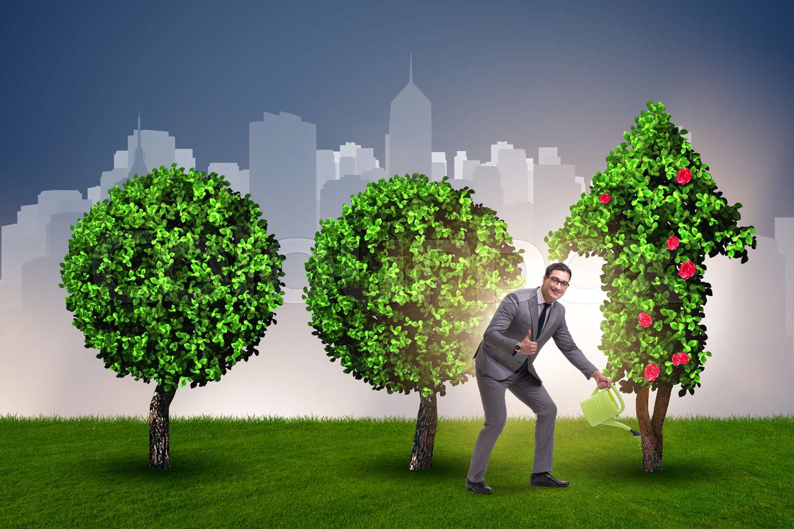 Businessman in sustainable green development concept | Stock image ...