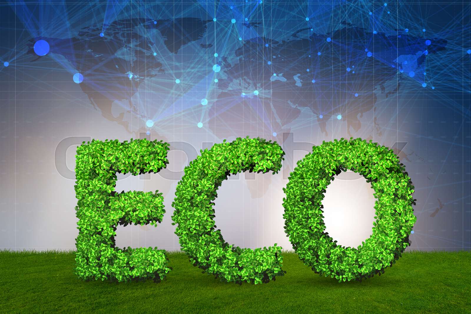 Ecology and green environment concept - 3D rendering | Stock image ...