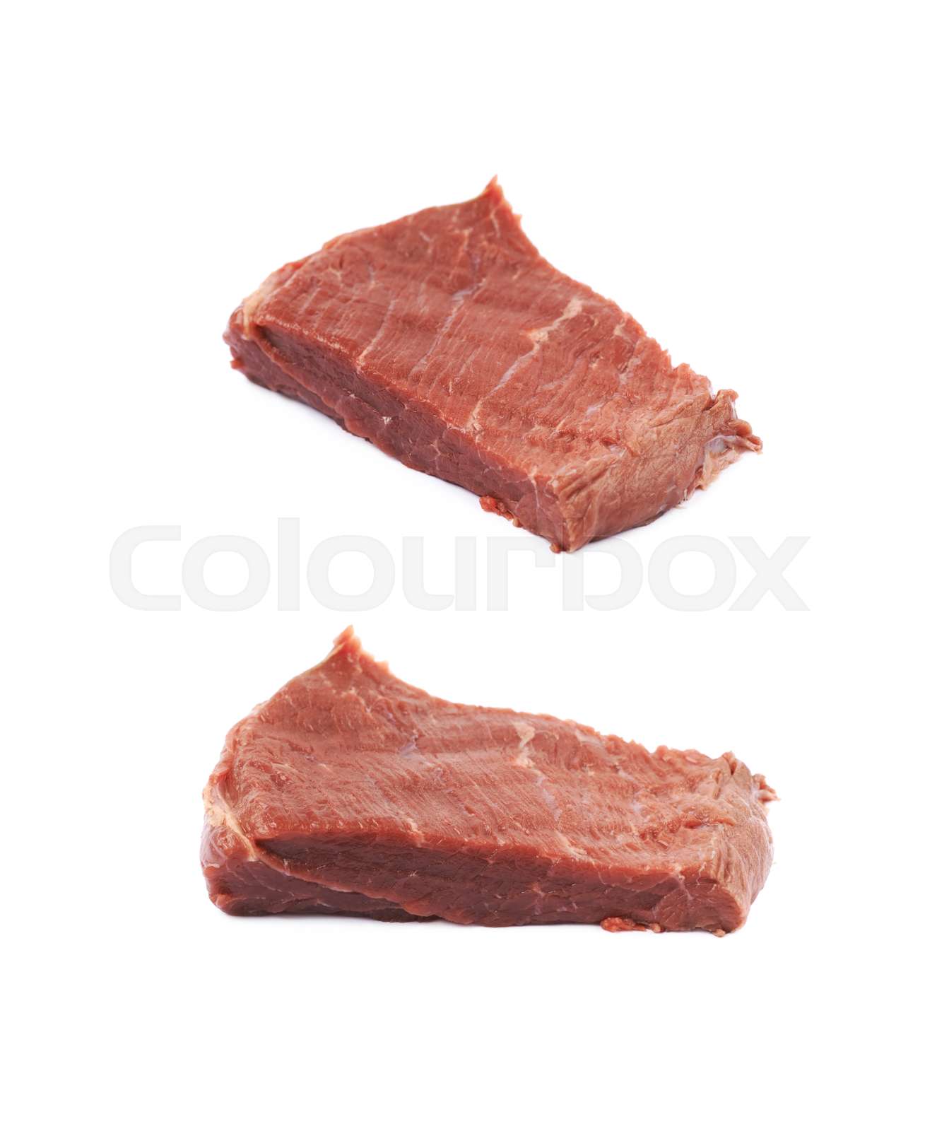 Single slice of beef meat isolated | Stock image | Colourbox