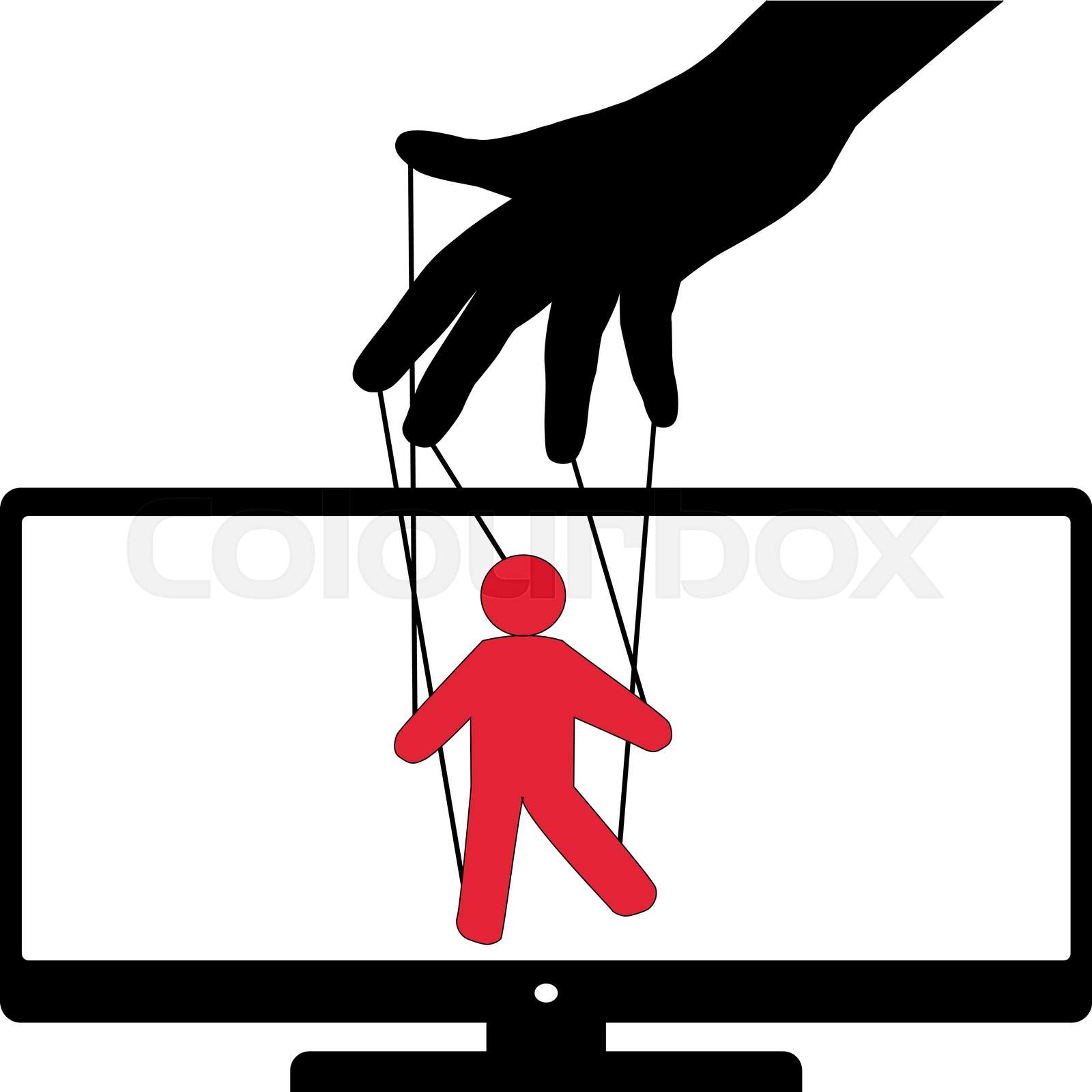 Puppet play TV puppet. Puppet theater audience deception. Vector ...