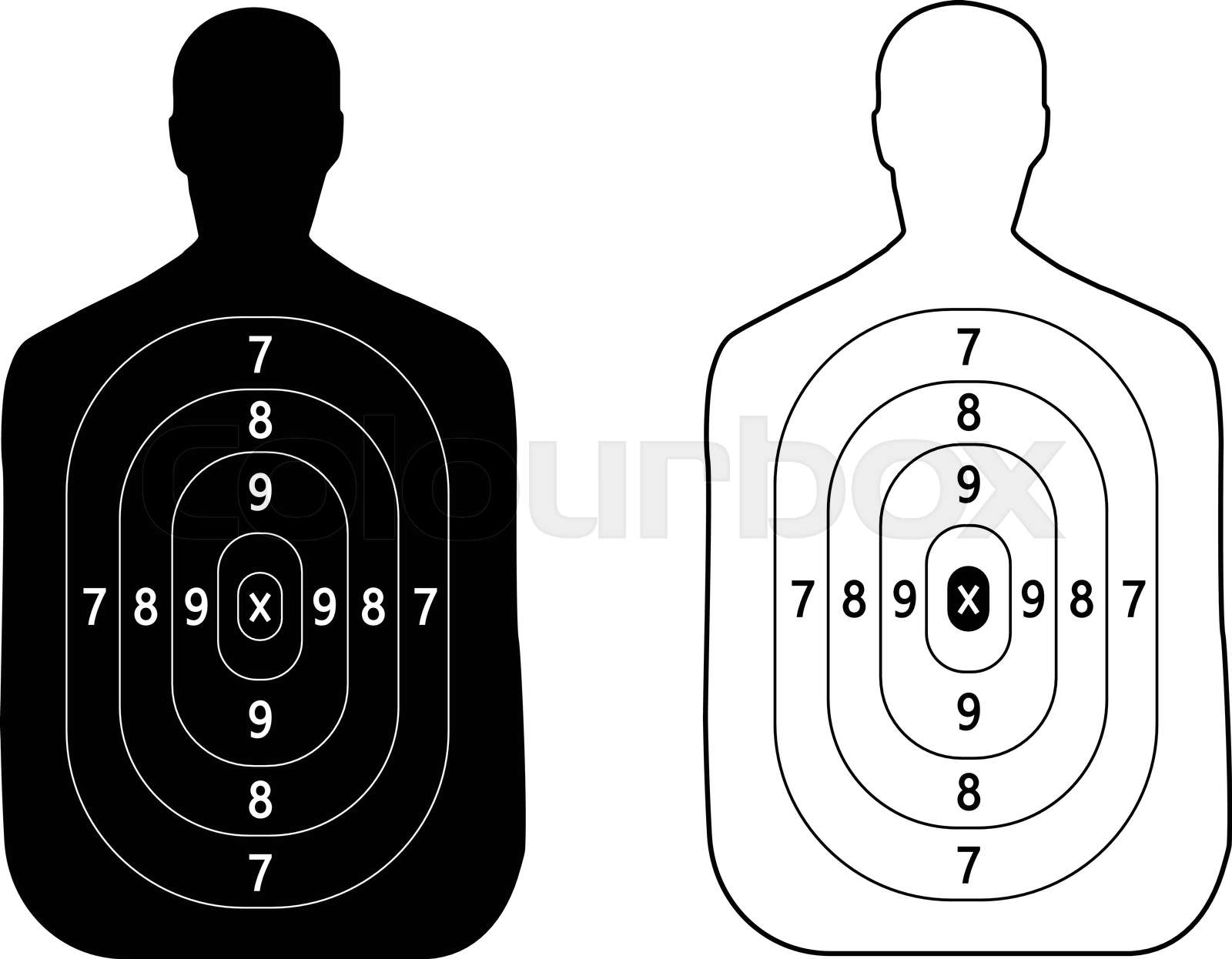 Two targets of the outline of a man shooting | Stock vector | Colourbox