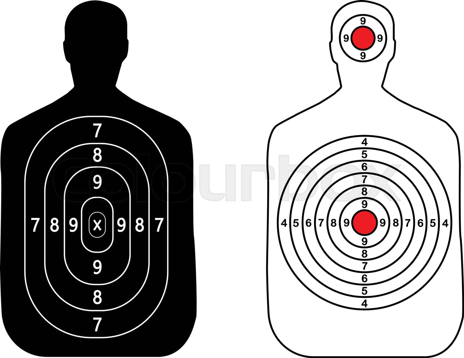 Human gun target on white background | Stock vector | Colourbox
