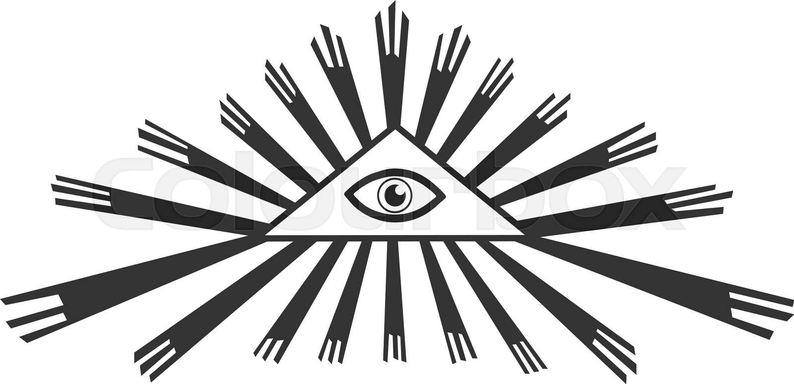 isolated all-seeing eye in a triangle radiating rays | Stock vector ...