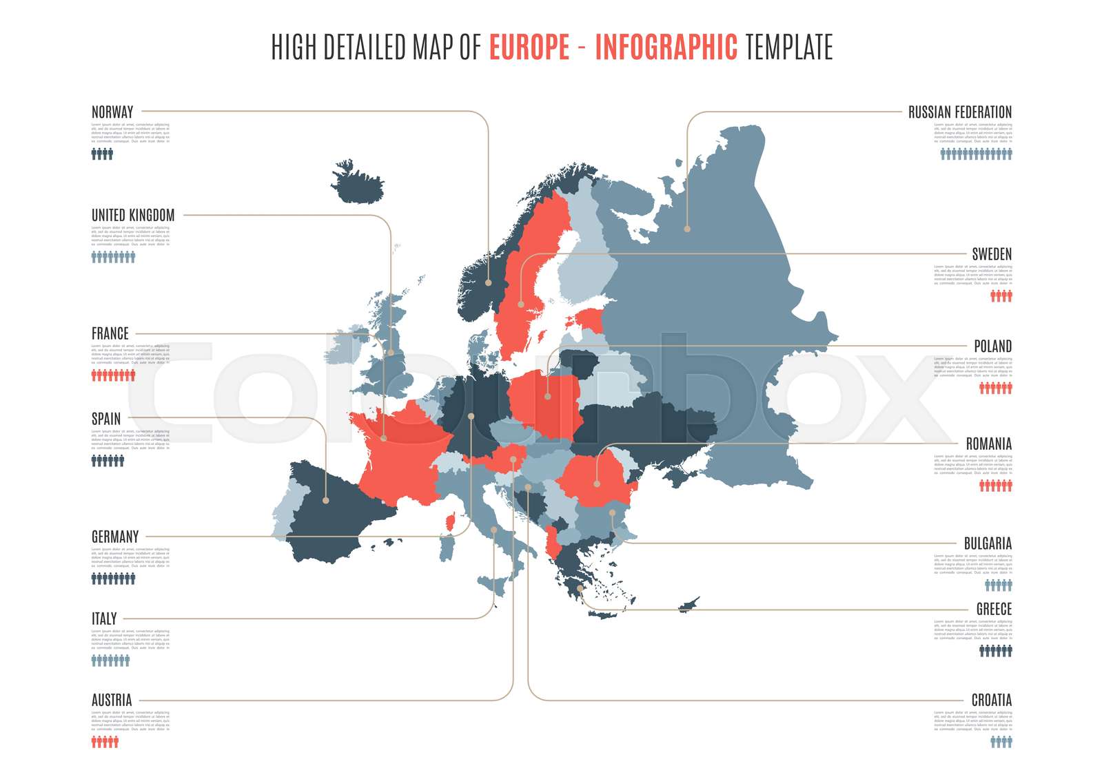 europe infographic map | Stock vector | Colourbox