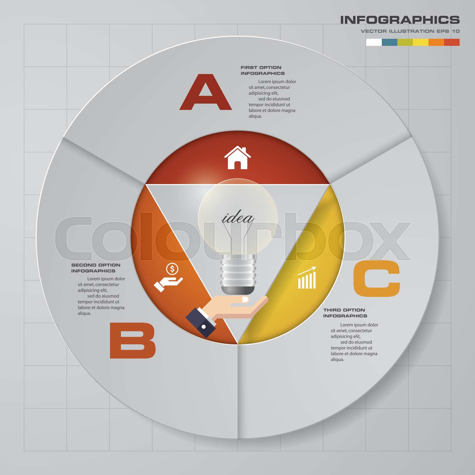 Modern 3 steps process. Simple&Editable abstract design element ...