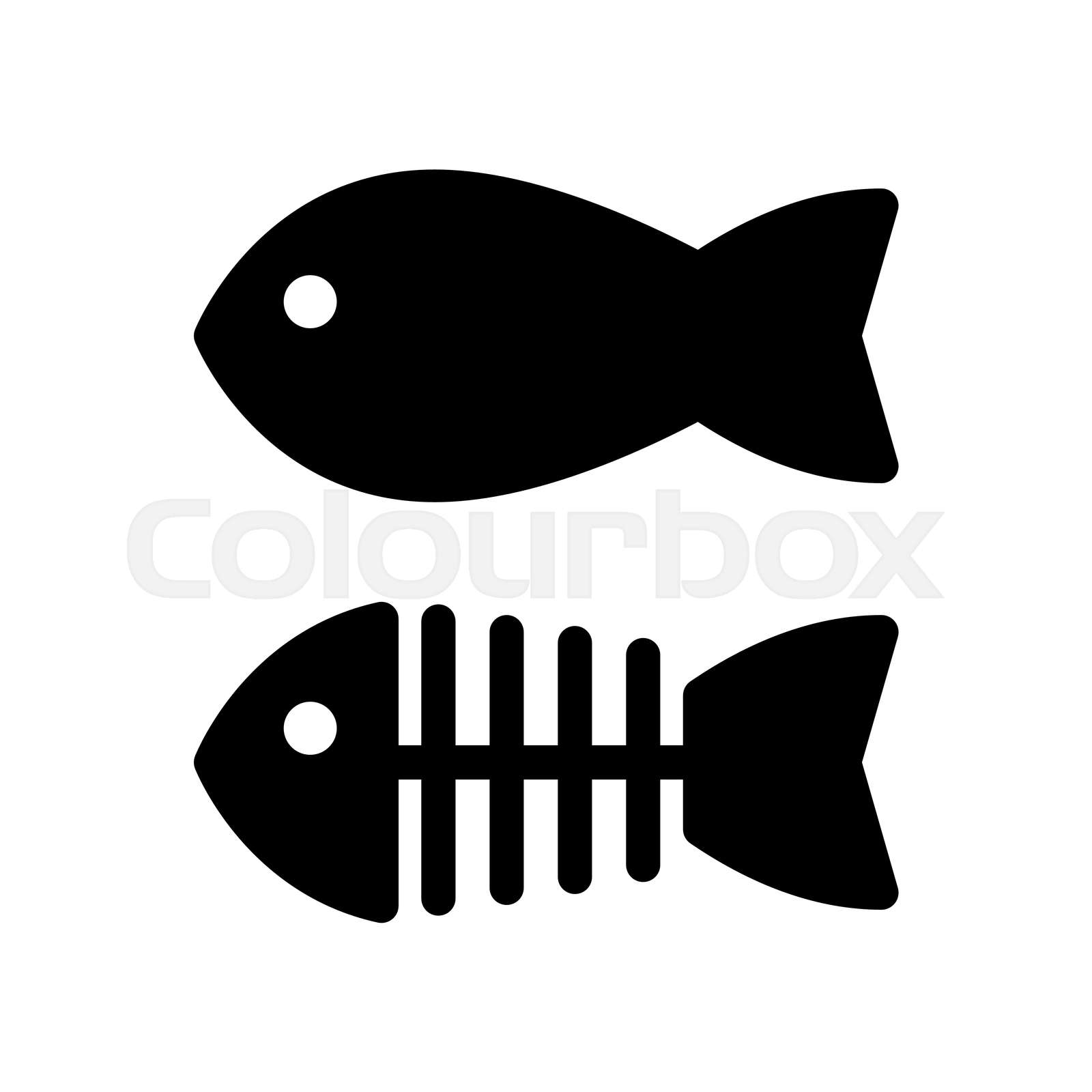 Fish And Skeleton Simple Vector Icon Black And White Illustration Of Fish And Skeleton Simple Vector Icon Black And White Illustration Of