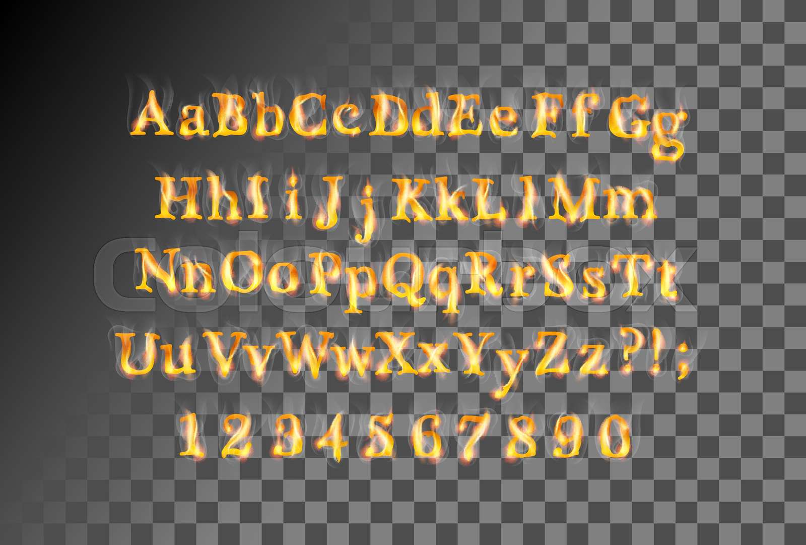 Fire flame font | Stock vector | Colourbox