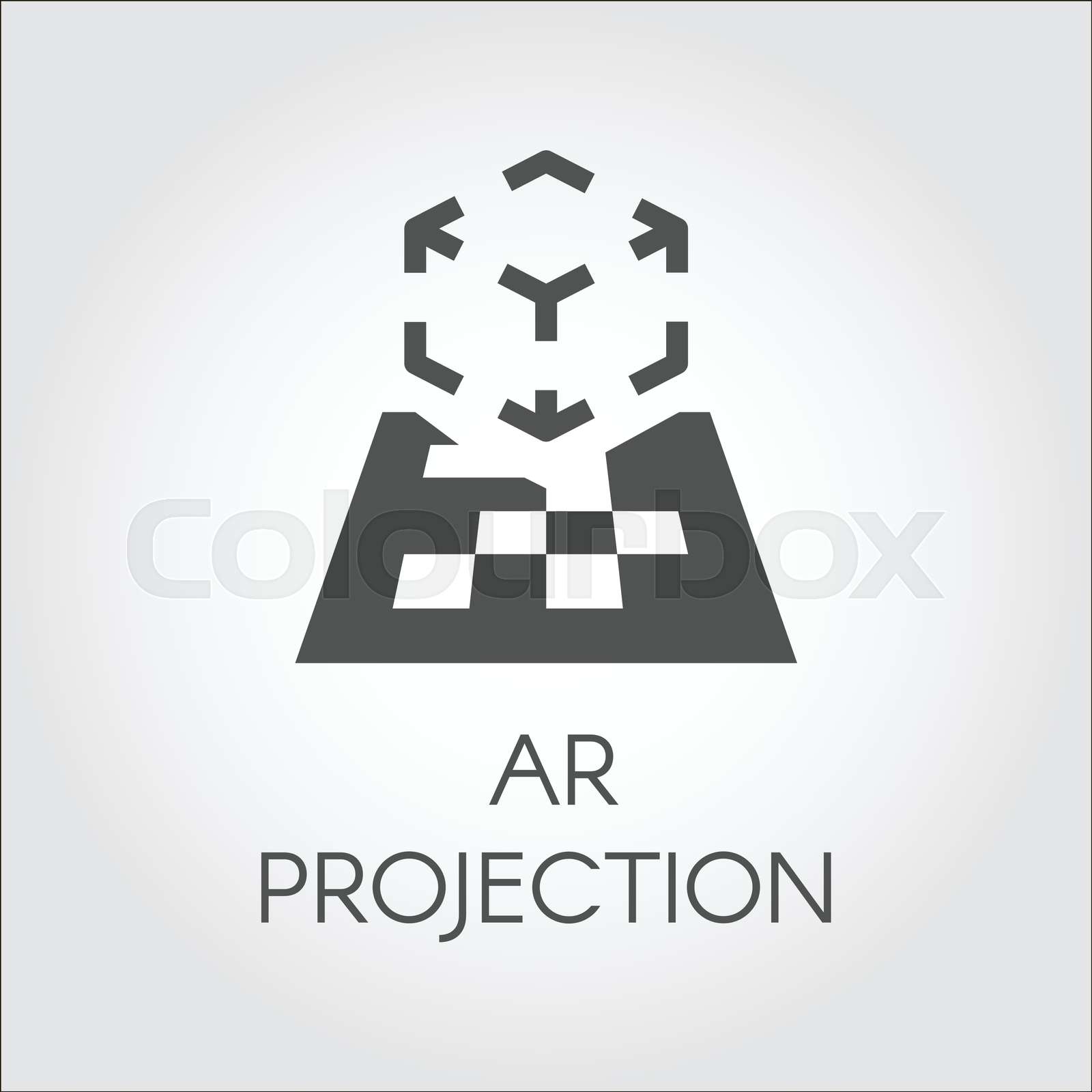 Logo of device virtual AR projection. Black flat icon of digital AR ...