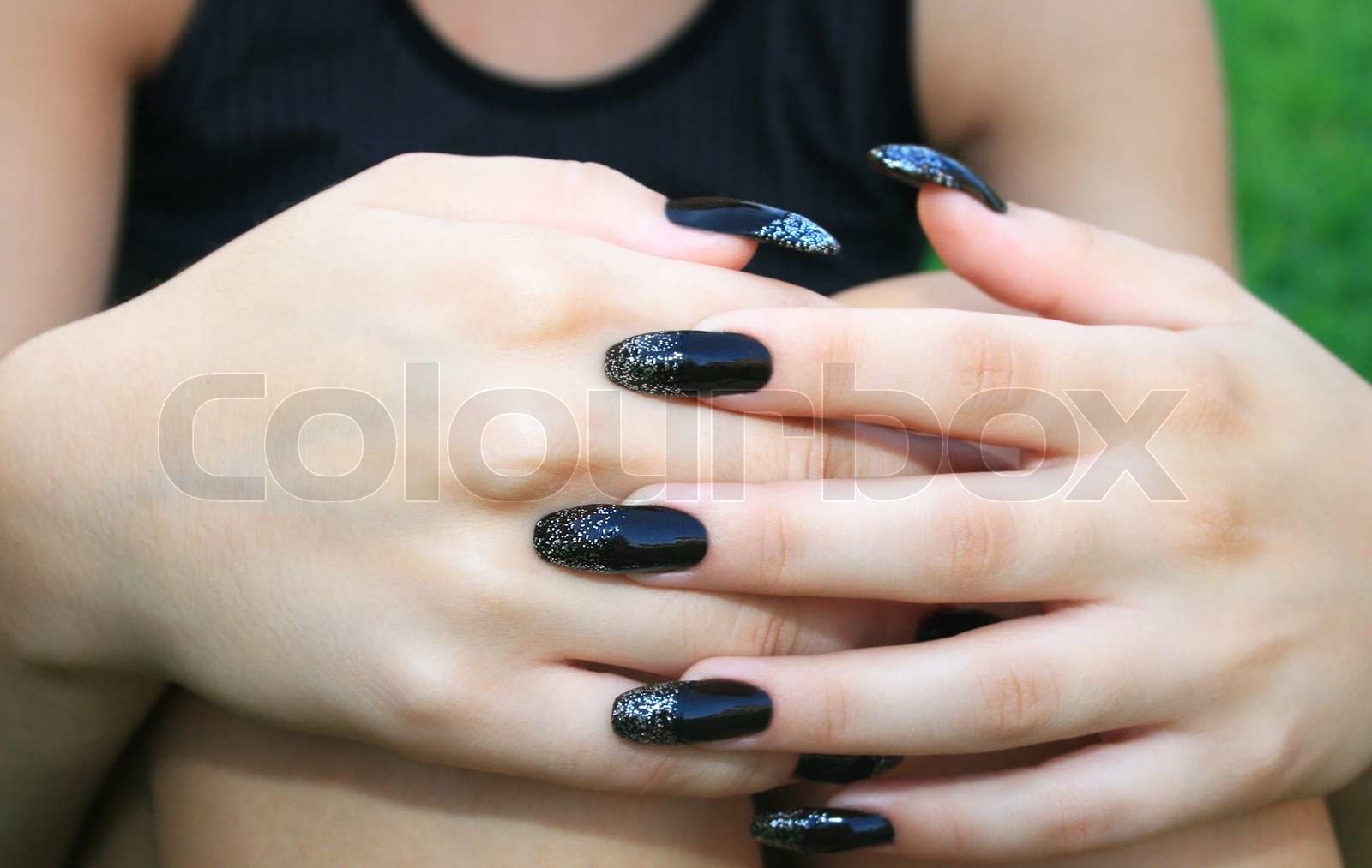 Woman hand with nail art, closeup picture | Stock image | Colourbox