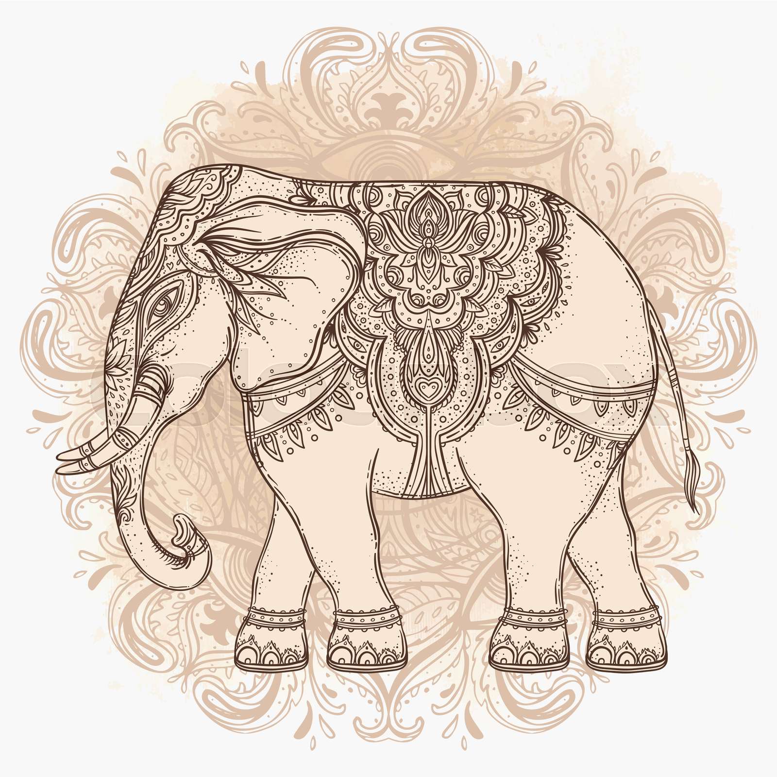 Colorful Tribal Elephant Drawing