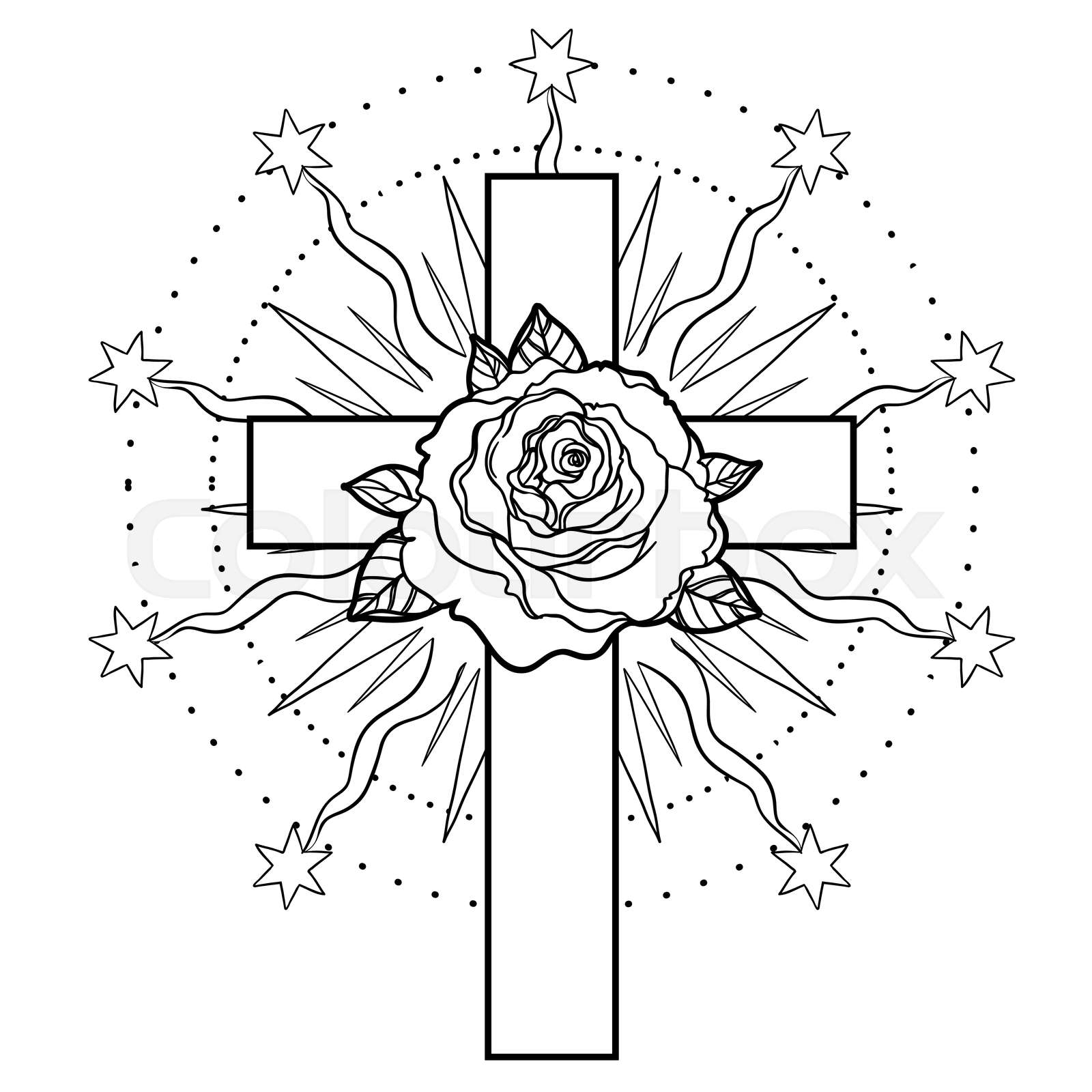 Cross With Roses Coloring Pages